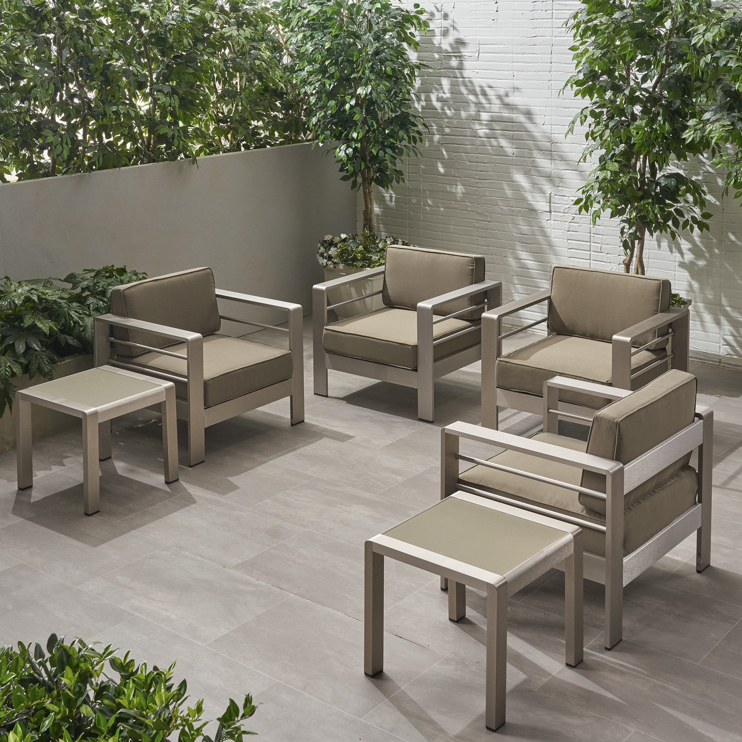 Wrought Studio Mebane Outdoor 4 Piece Multiple Chairs Seating Group ...