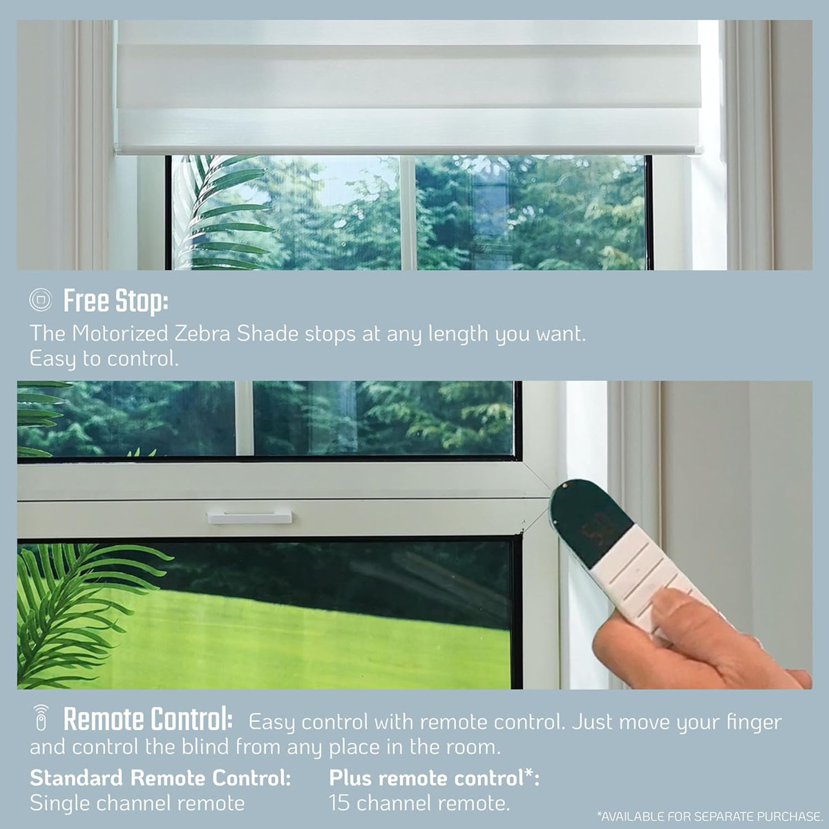 Symple Stuff Motorized Zebra Blinds with Remote Control Window Shades ...