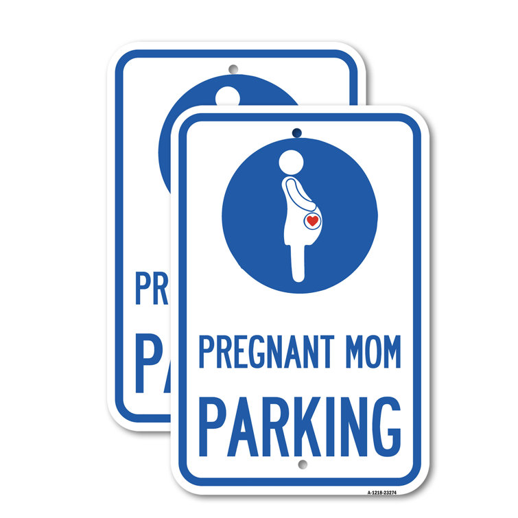 SignMission (2 Pack) Pregnant Mom Parking (With Graphic) 12" X 18 ...
