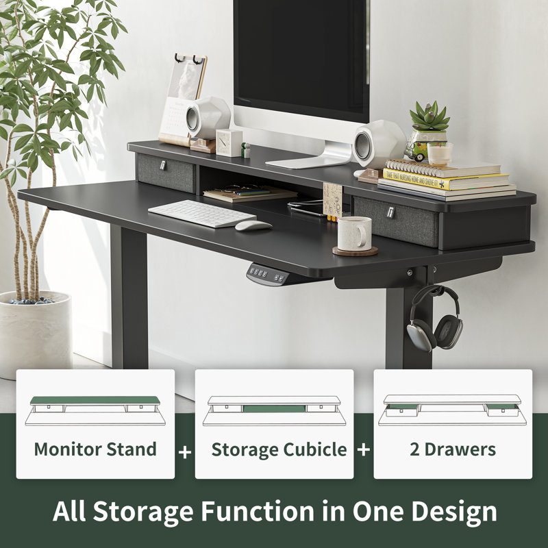 Inbox Zero Height Adjustable Standing Desk & Reviews | Wayfair