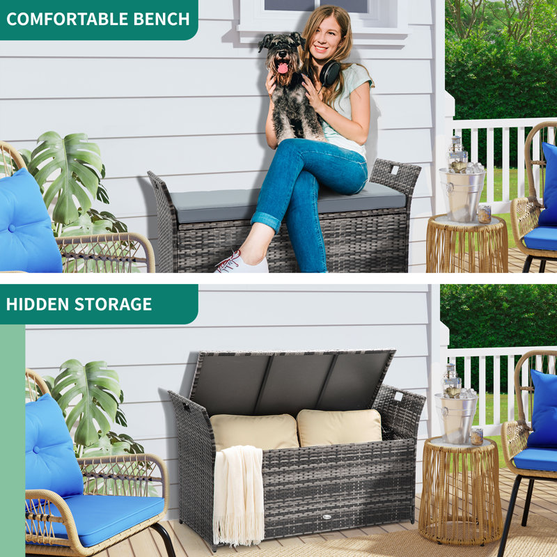 Wade Logan® Atosha Wicker Outdoor Bench & Reviews | Wayfair