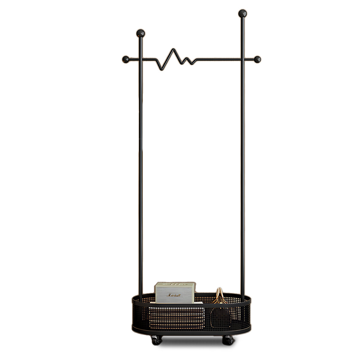 VICABY Vintage clothes rack with wheels and a removable clothes basket ...