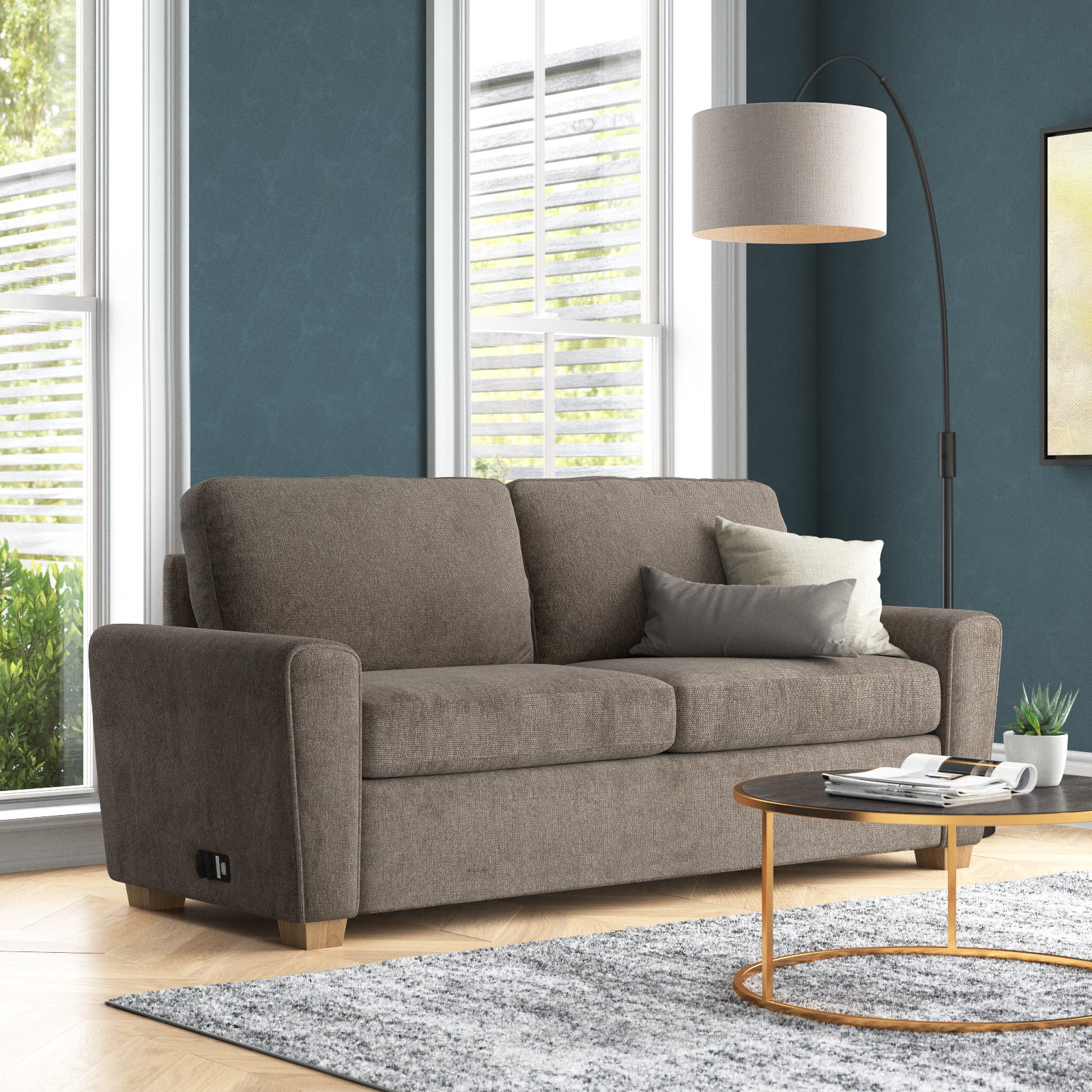 Wade Logan® Cabrina 75 in. Convertible Queen Sleeper Sofa with USBs ...