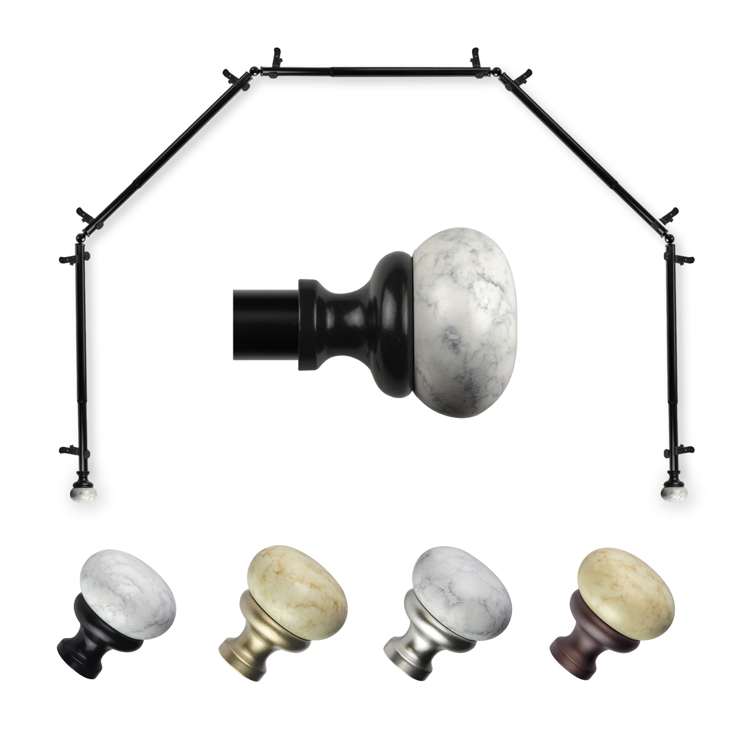 Canora Grey Milbrodt 13/16" 5-Sided Bay Window Curtain Rod - Cocoa ...