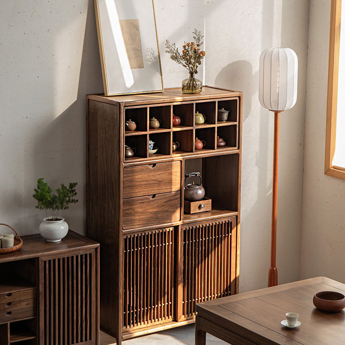 Organix Pattern 59.06"Brown Elm Storage and Display Cabinet - Wayfair ...