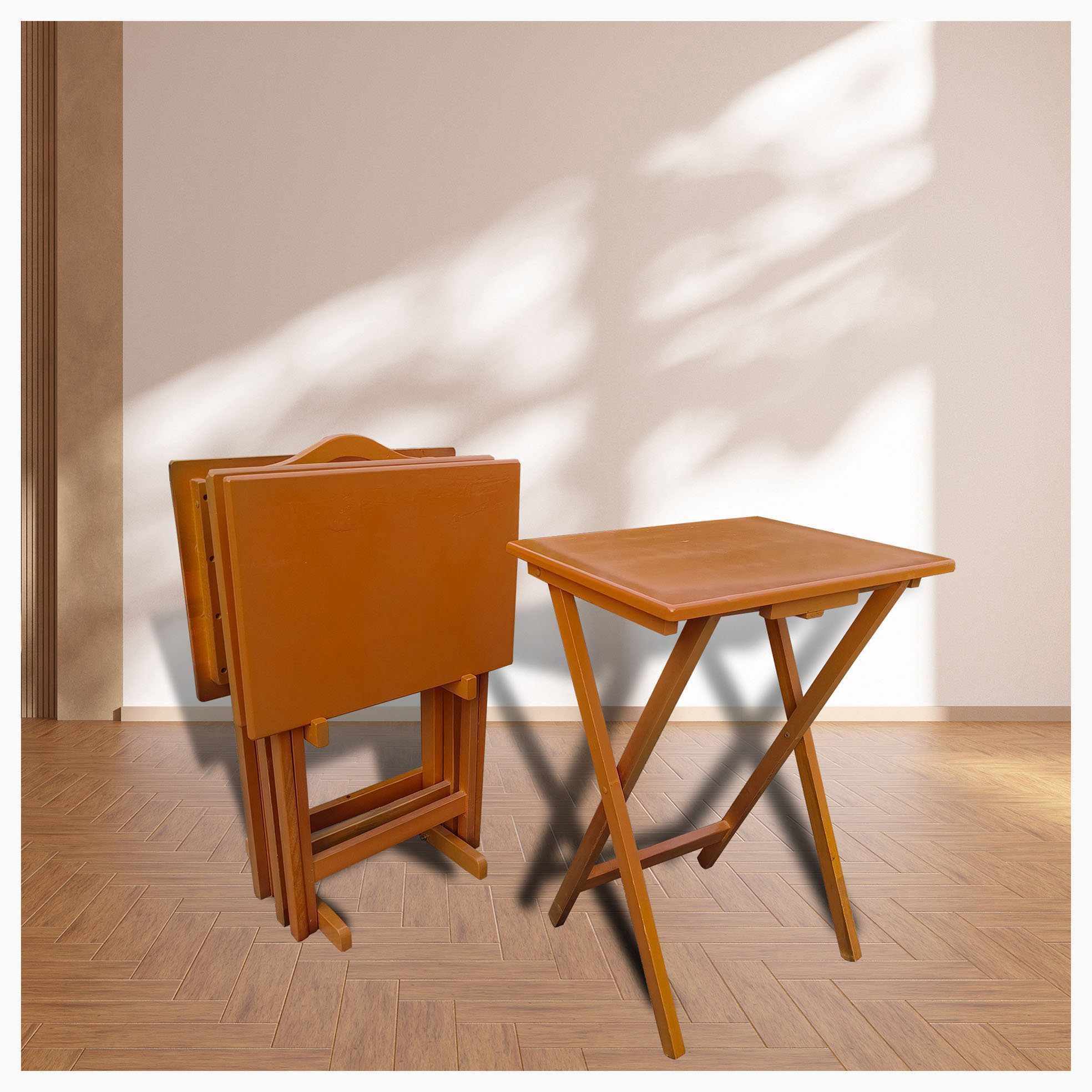 Winston Porter Karnesh Folding Trays With Storage Rack,Snack Table ...