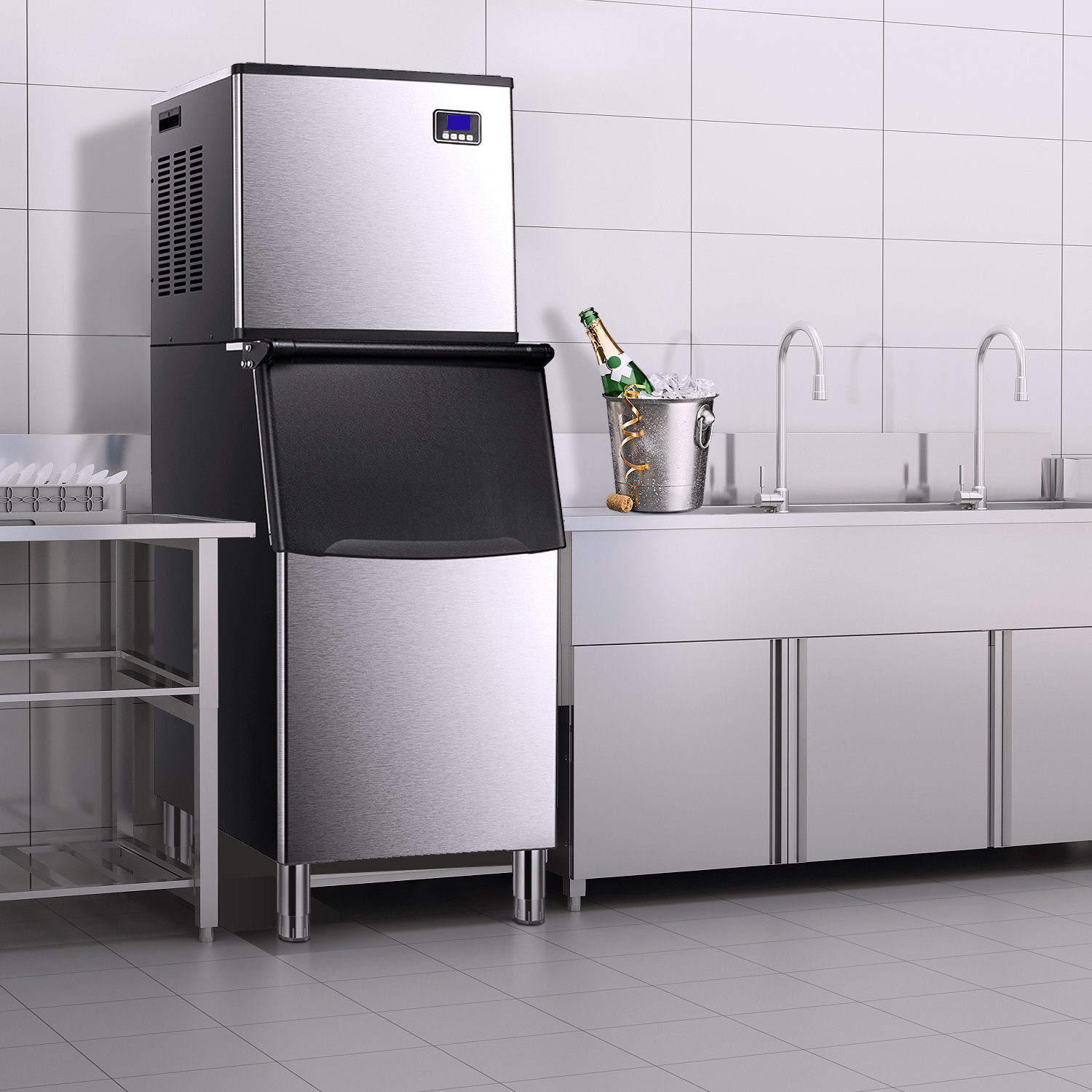 Antarctic Star 360 Lb. Daily Production Cube Clear Ice Freestanding Ice ...