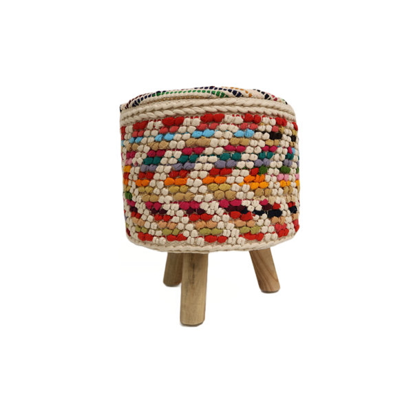 Union Rustic Gerred 14" Wide Round Geometric Footstool Ottoman ...