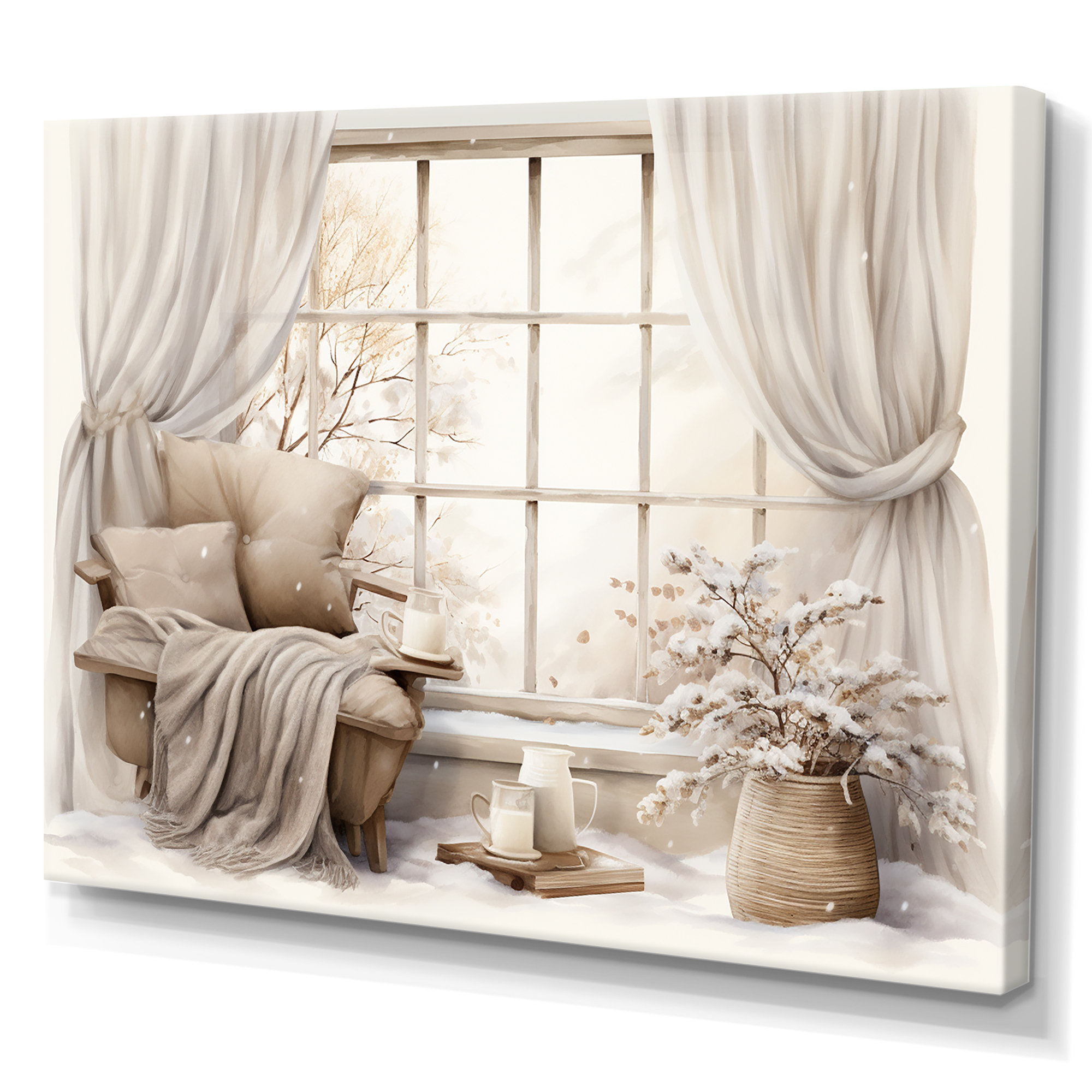 Red Barrel Studio® Snowy Farm House Windowscape - Farmhouse Windows Wall Art | Wayfair