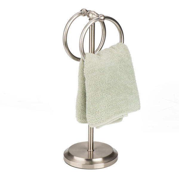 J&V Textiles Steel Towel Rack Holder Stand with 2 Hanging Rings for ...