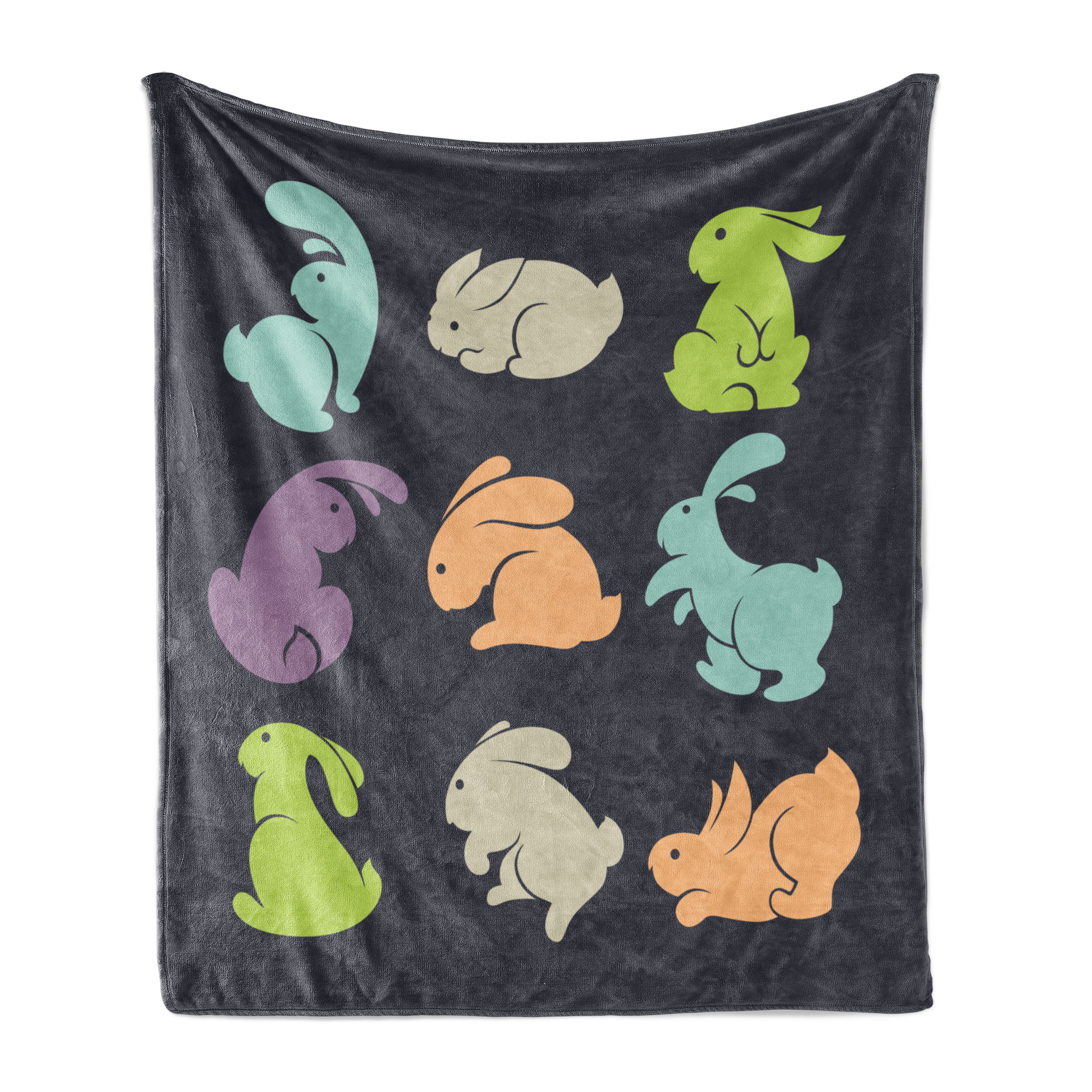 Ambesonne Bunny Fleece Throw Blanket Pastel Rabbit Silhouettes ...