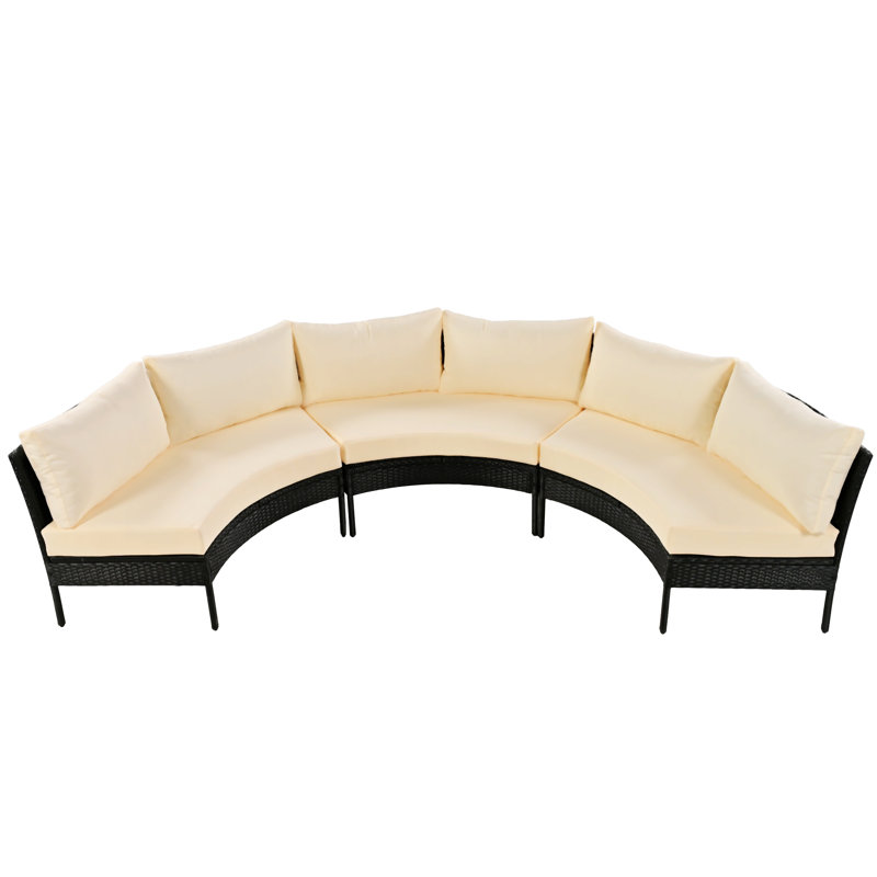 Hokku Designs 3 Piece Curved Outdoor Conversation Set, All Weather ...