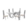 Orren Ellis High Class Dining Set With Clear Glass Table And Stainless ...