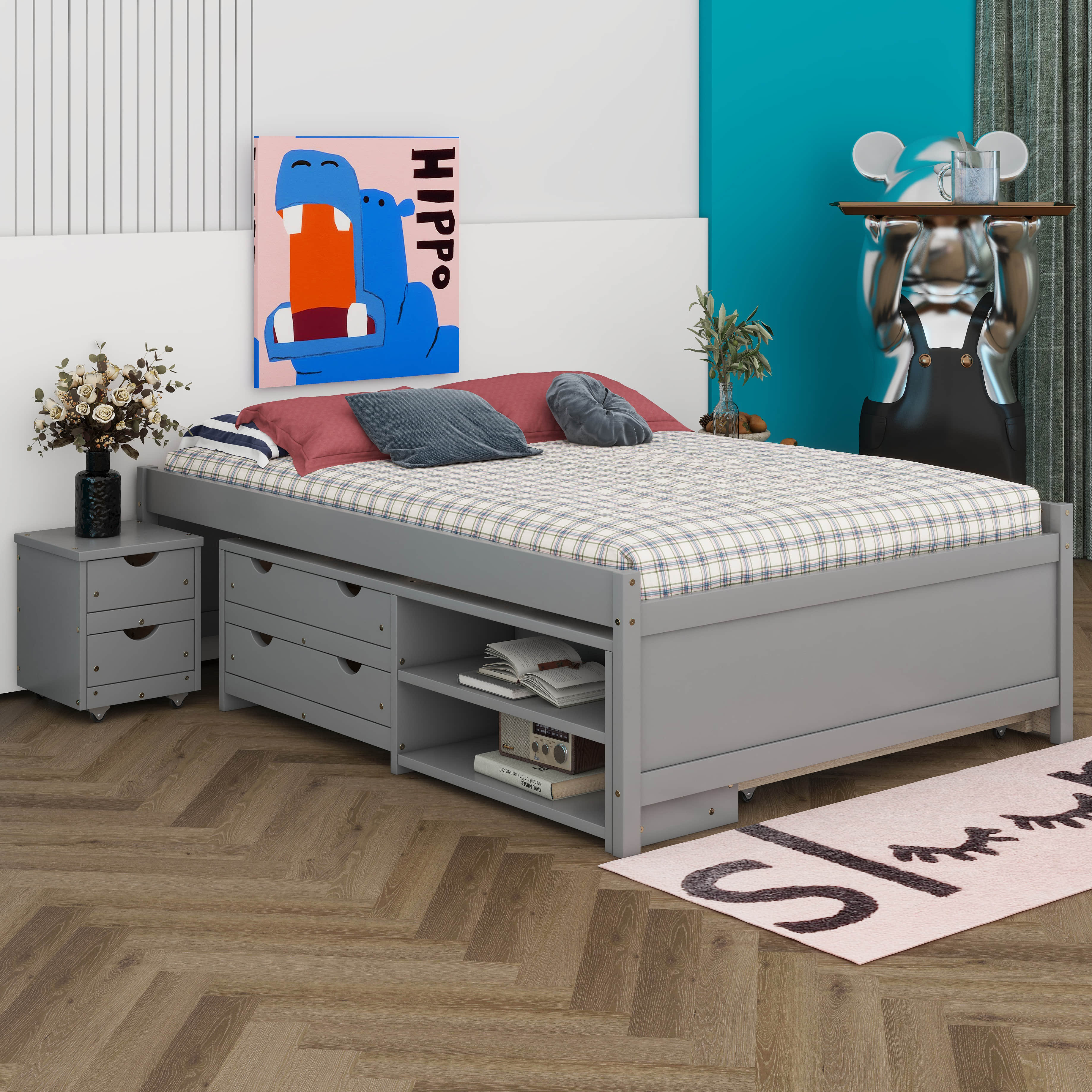 Lark Manor™ Full Bed With Trundle, Wood Platform Bed Frame With Under ...