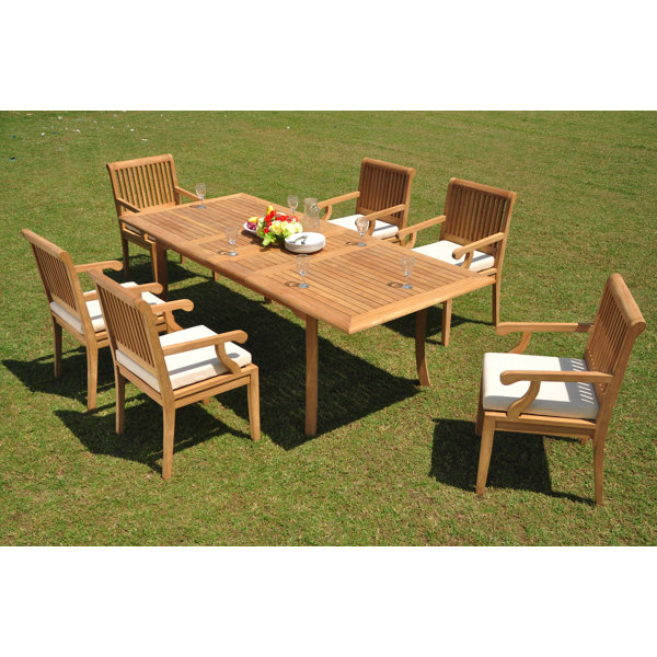 Rosecliff Heights Duane 6 - Person Rectangular Teak Outdoor Dining Set ...