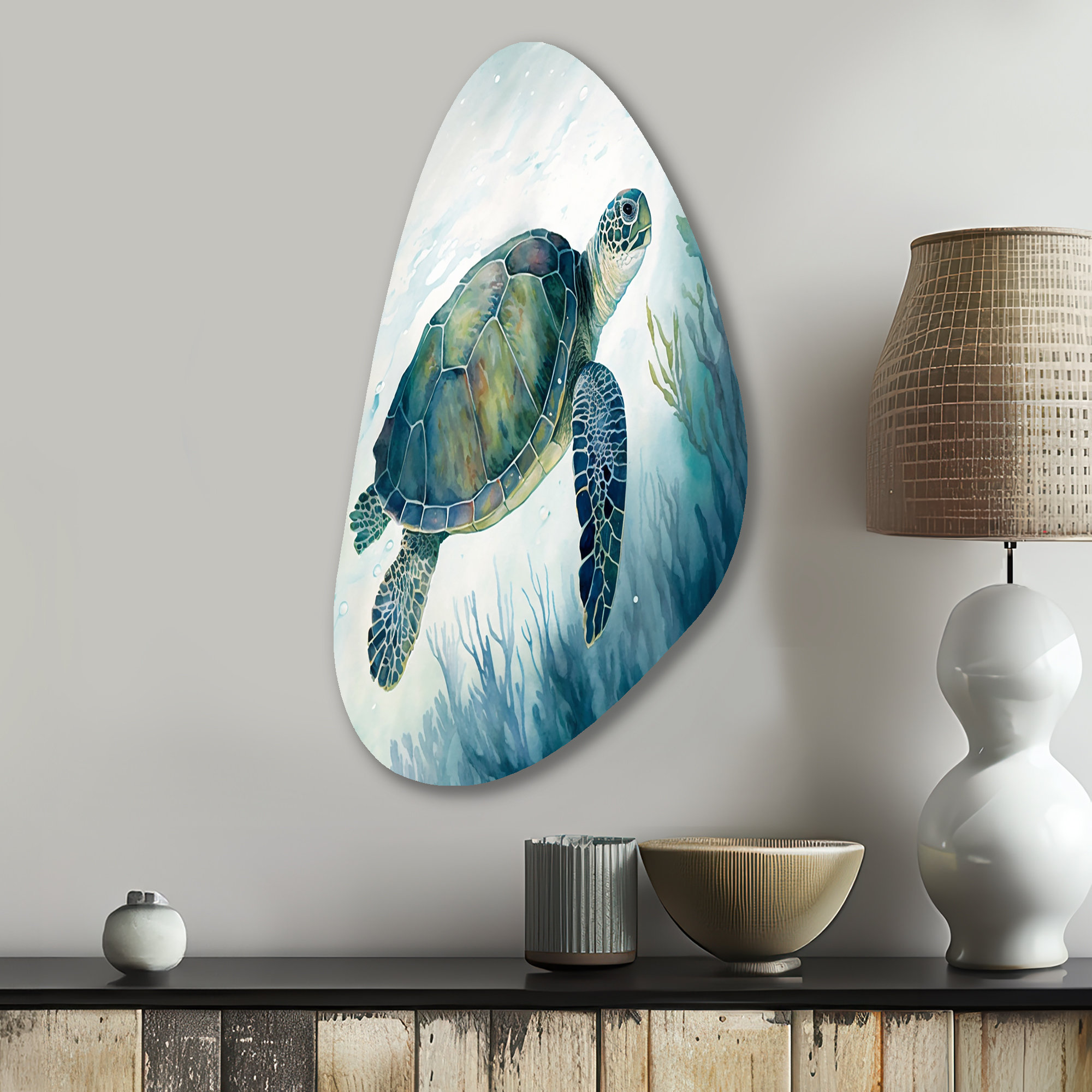 Bay Isle Home™ Watercolor Turtle Swimming III - Animals Turtle Fall ...