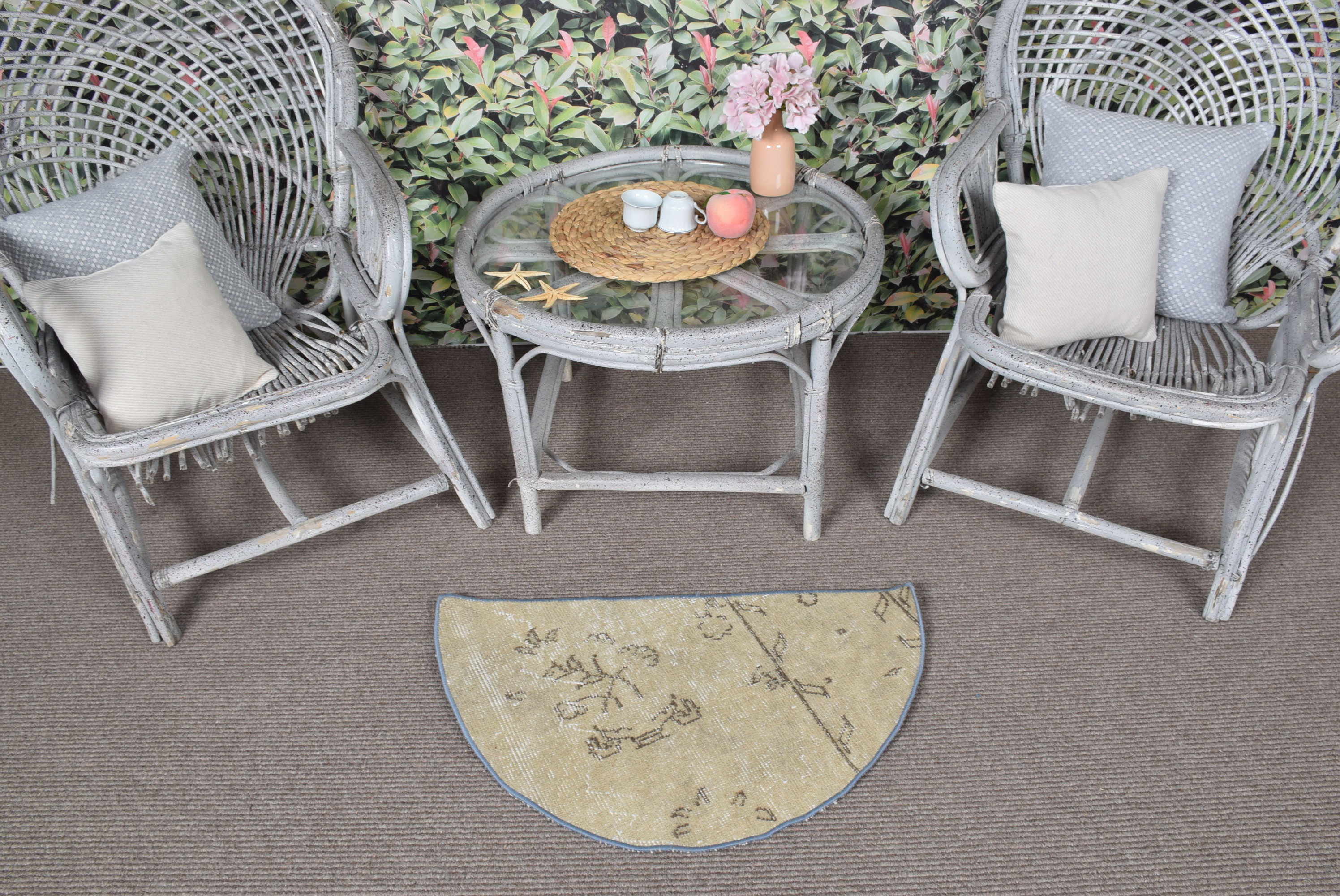 Bungalow Rose Vintage Beige Oushak Turkish Round Rug Ideal for Small ...