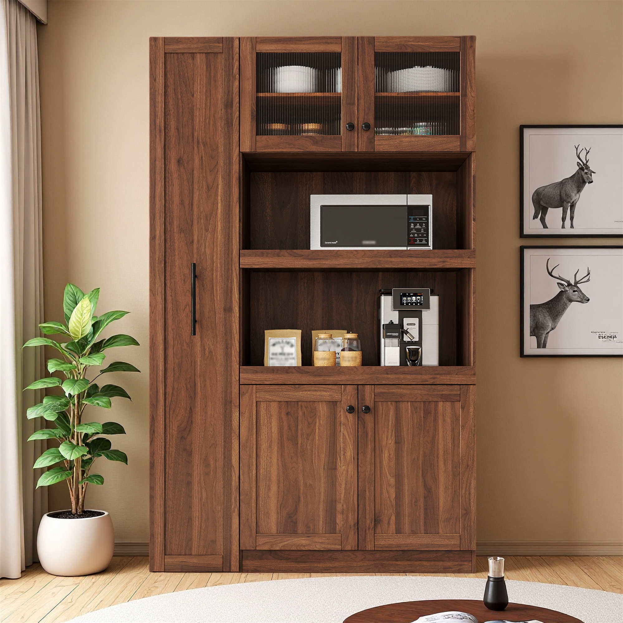 Hokku Designs Versatile Kitchen Pantry Cabinet With Multi-Functional ...