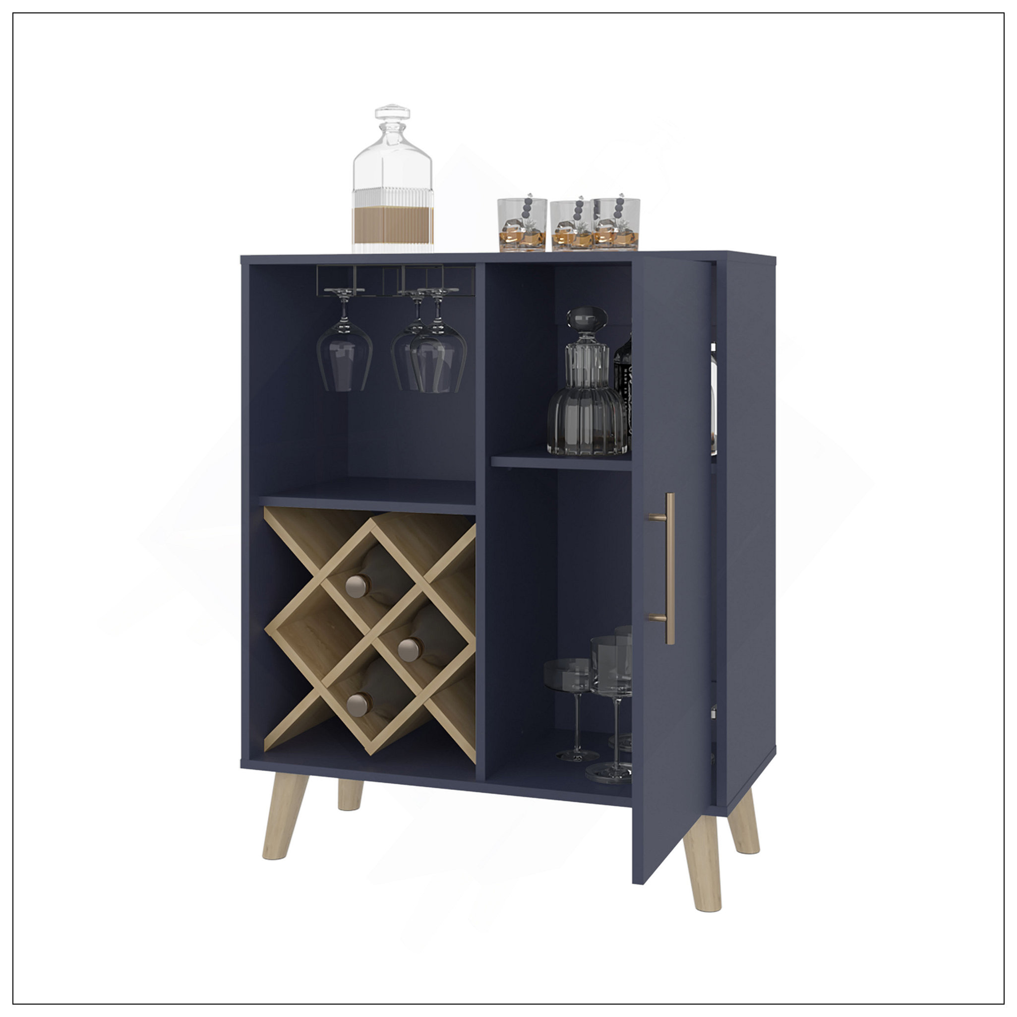 August Grove® Bar Cabinet 38.6" H, 1 Door, 1 Drawer, 4 Shelves, Alby ...