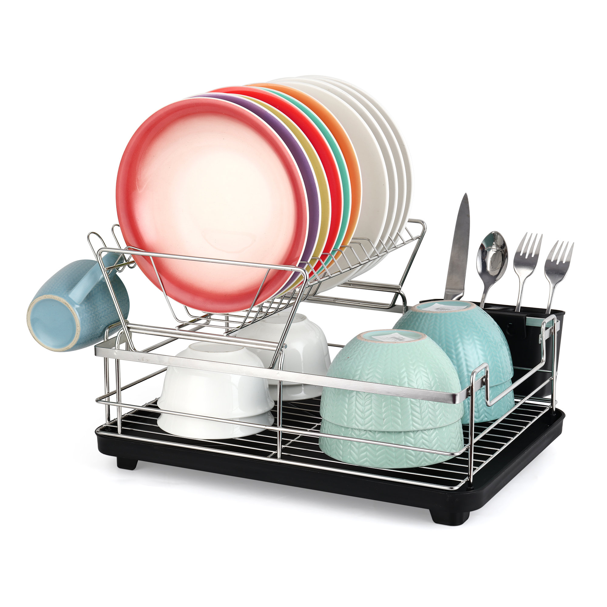 BTY Two-Tier Folding Stainless Steel Cutlery Rack Draining Rack | Wayfair