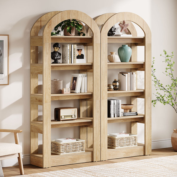 Loon Peak® 70.9" Tall Arched Bookcase Set (set Of 2), Modern 5-tier ...