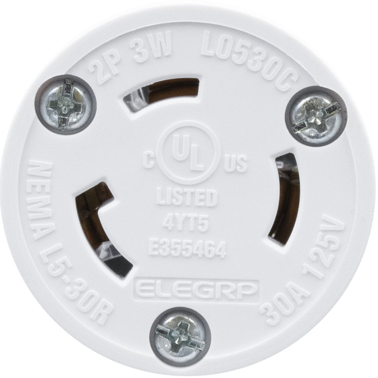ELEGRP 30 Amp 125V NEMA L5-30R Locking Connector, Industrial Grade ...