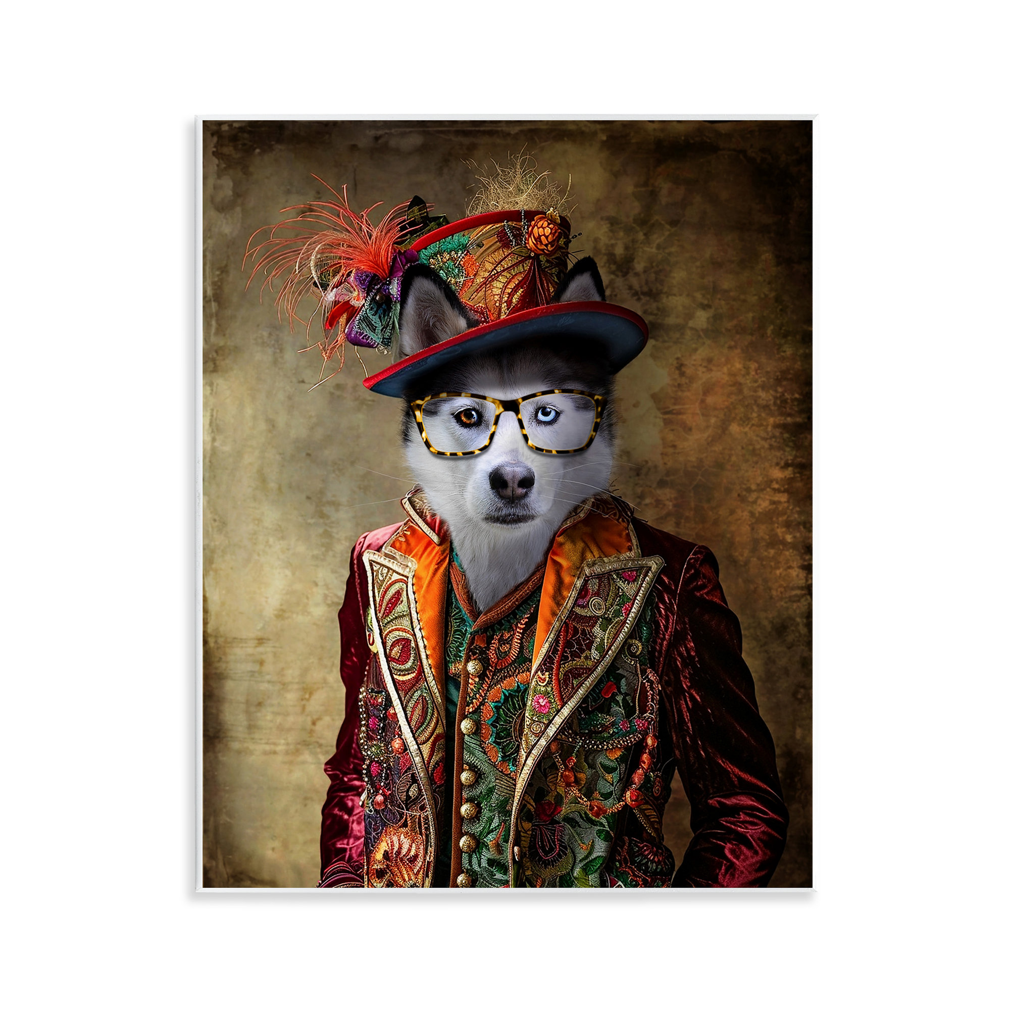 Bungalow Rose Husky Dog Eclectic Suit Wall Plaque Art by Karen Burke ...