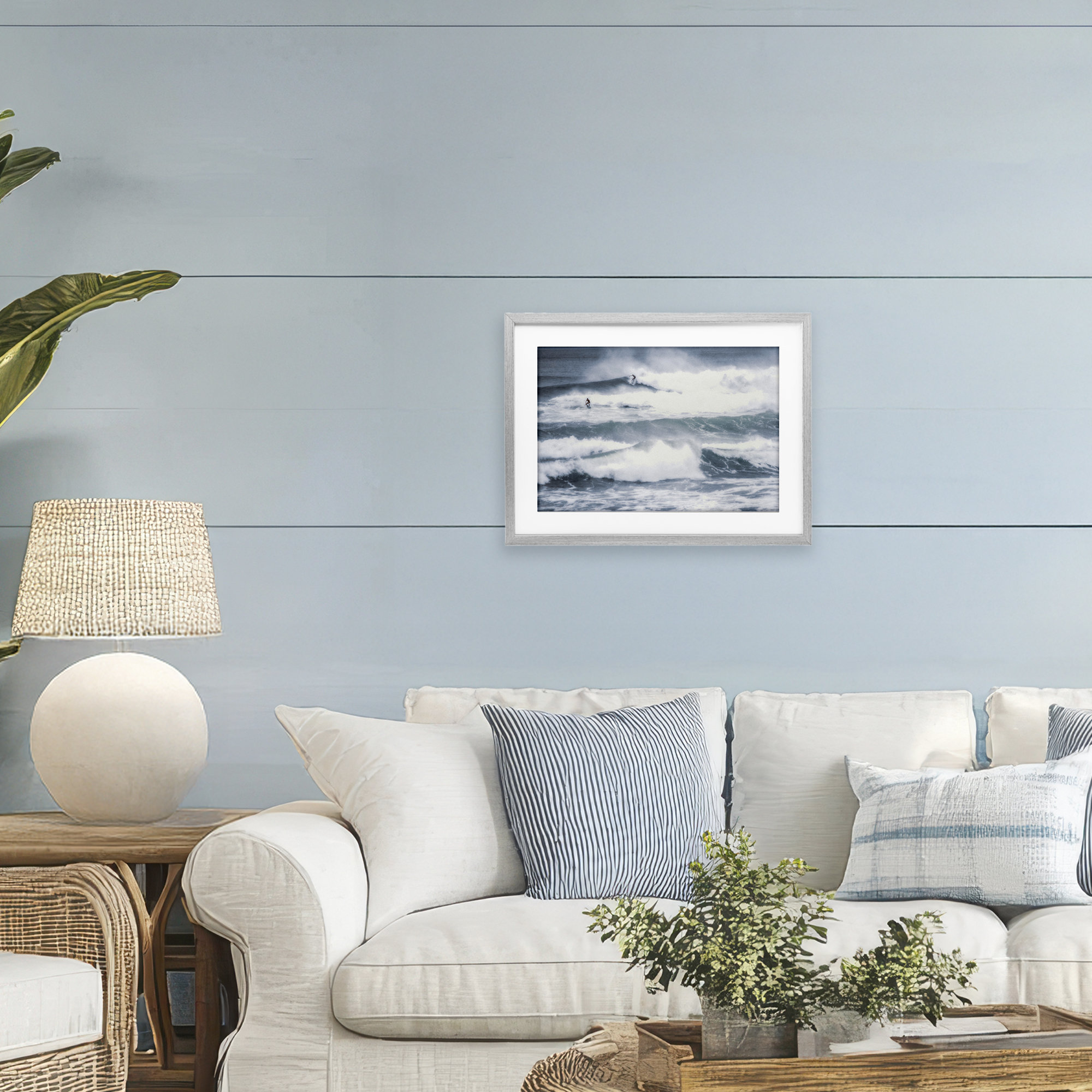 Highland Dunes Tidal Waves Clash Framed Print Under Glass, design by ...