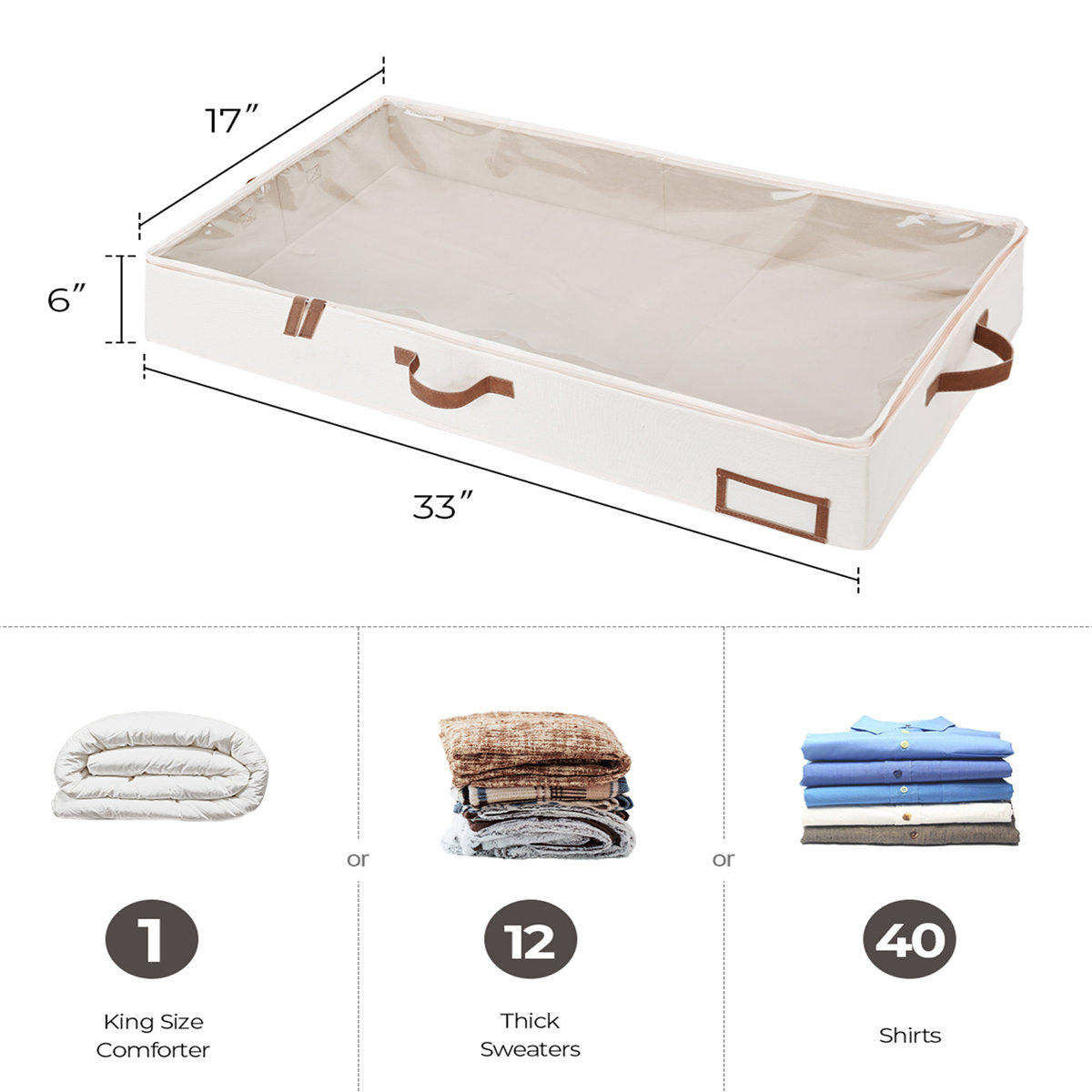 StorageWorks Underbed Storage Box with Clear Window and Sturdy ...