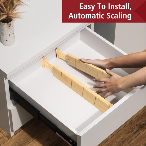 Rebrilliant Hico Bamboo Drawer Dividers 6pc with Inserts Set, Kitchen ...