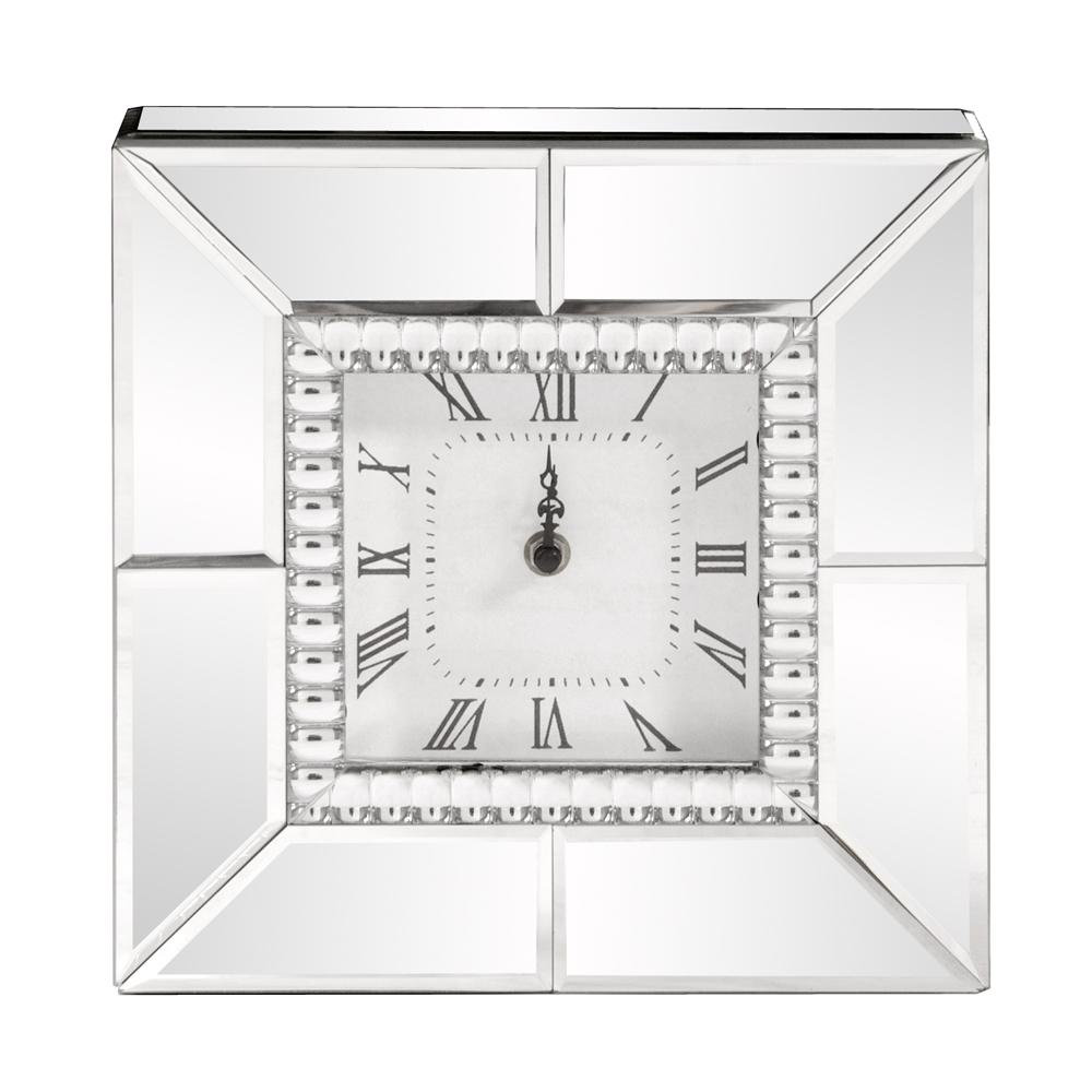 Everly Quinn Mirrored Table Clock, Mirrored, 10"W ...