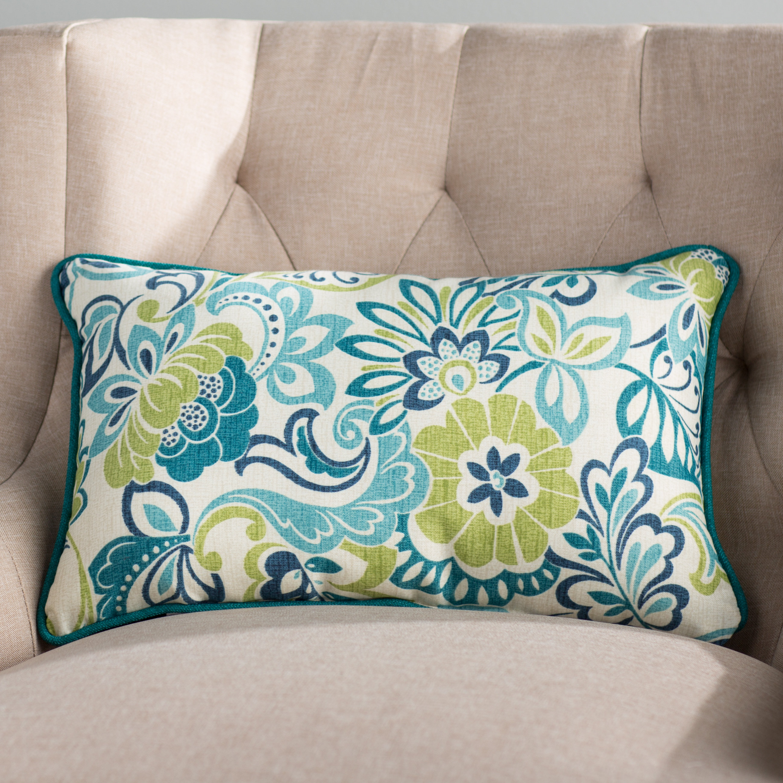 Pillow Perfect Zoe Mallard Floral Rectangular Pillow Cover & Insert ...