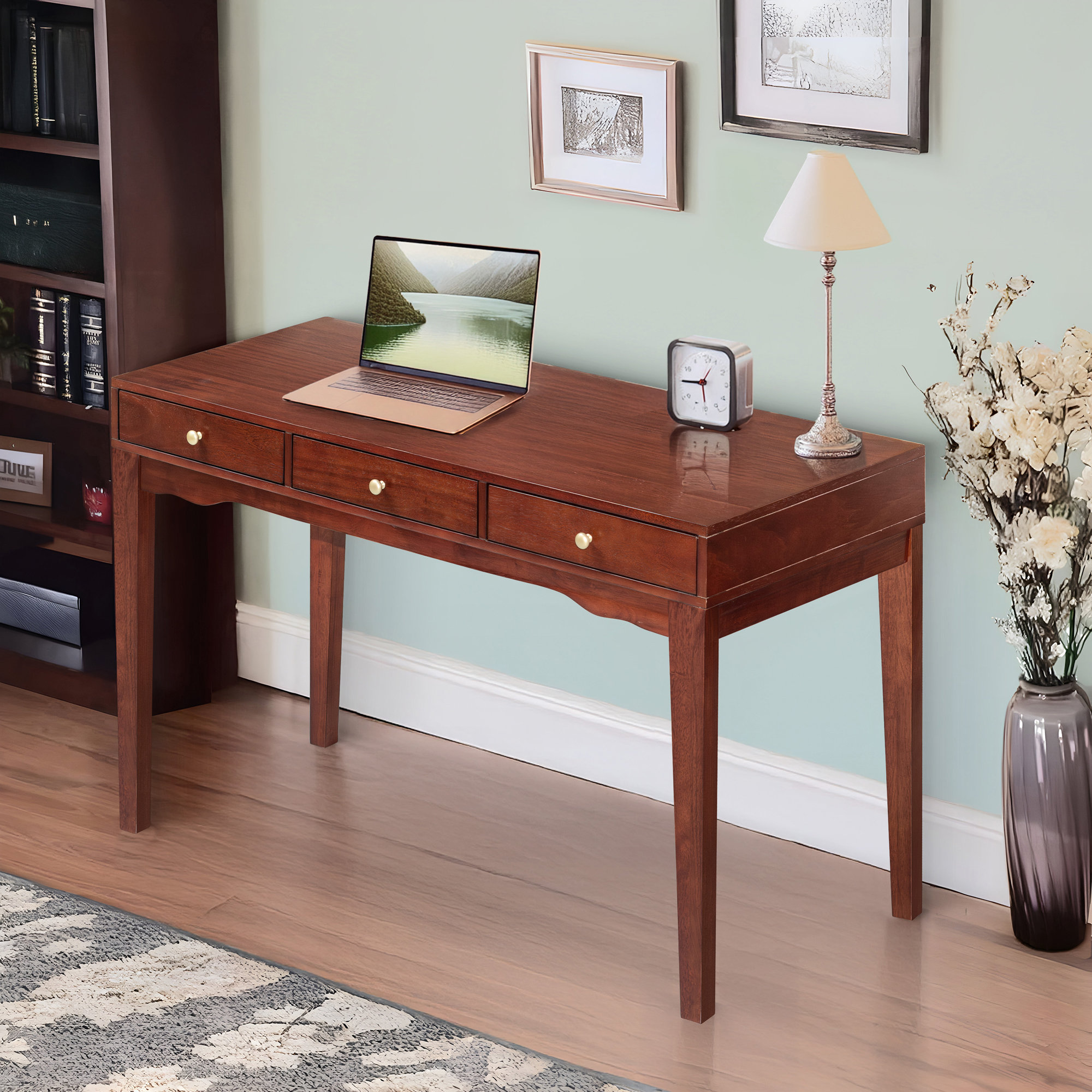 Red Barrel Studio® Solid Wood Library/home Office Writing Desk With 3 ...