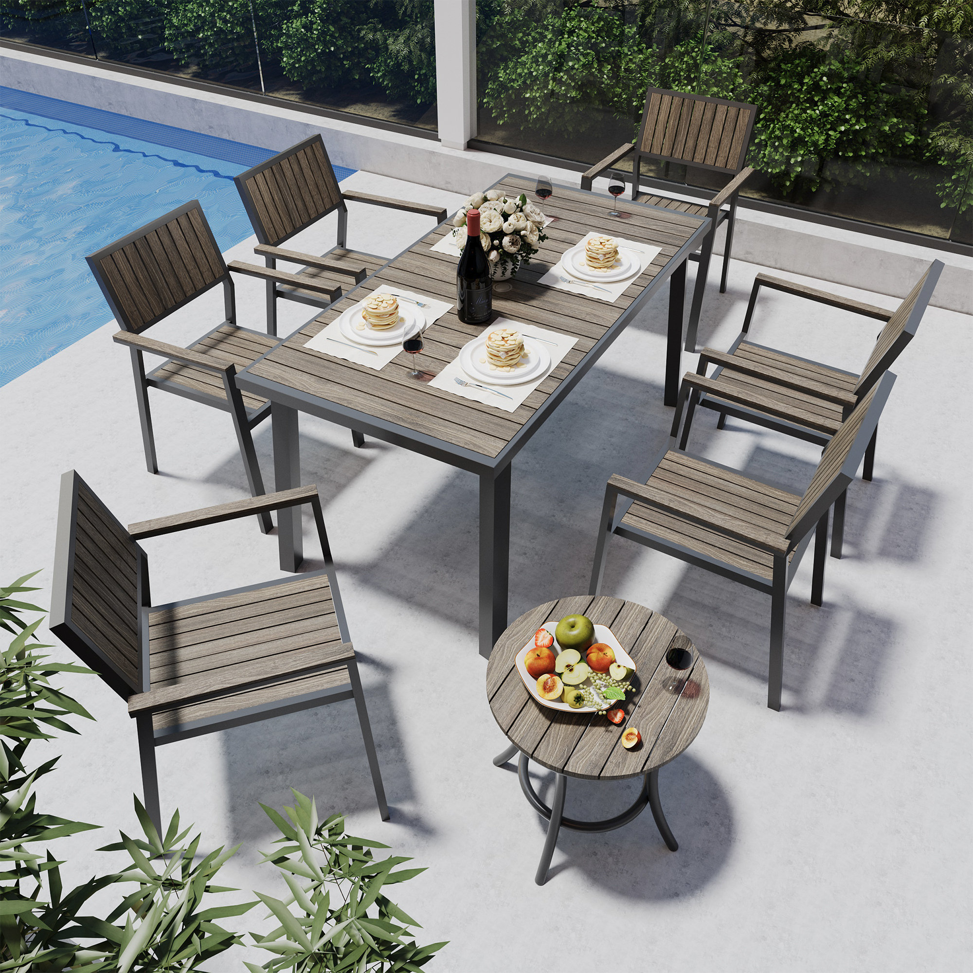 Corrigan Studio Luzette Rectangular 6 - Person 59'' L Outdoor Dining ...