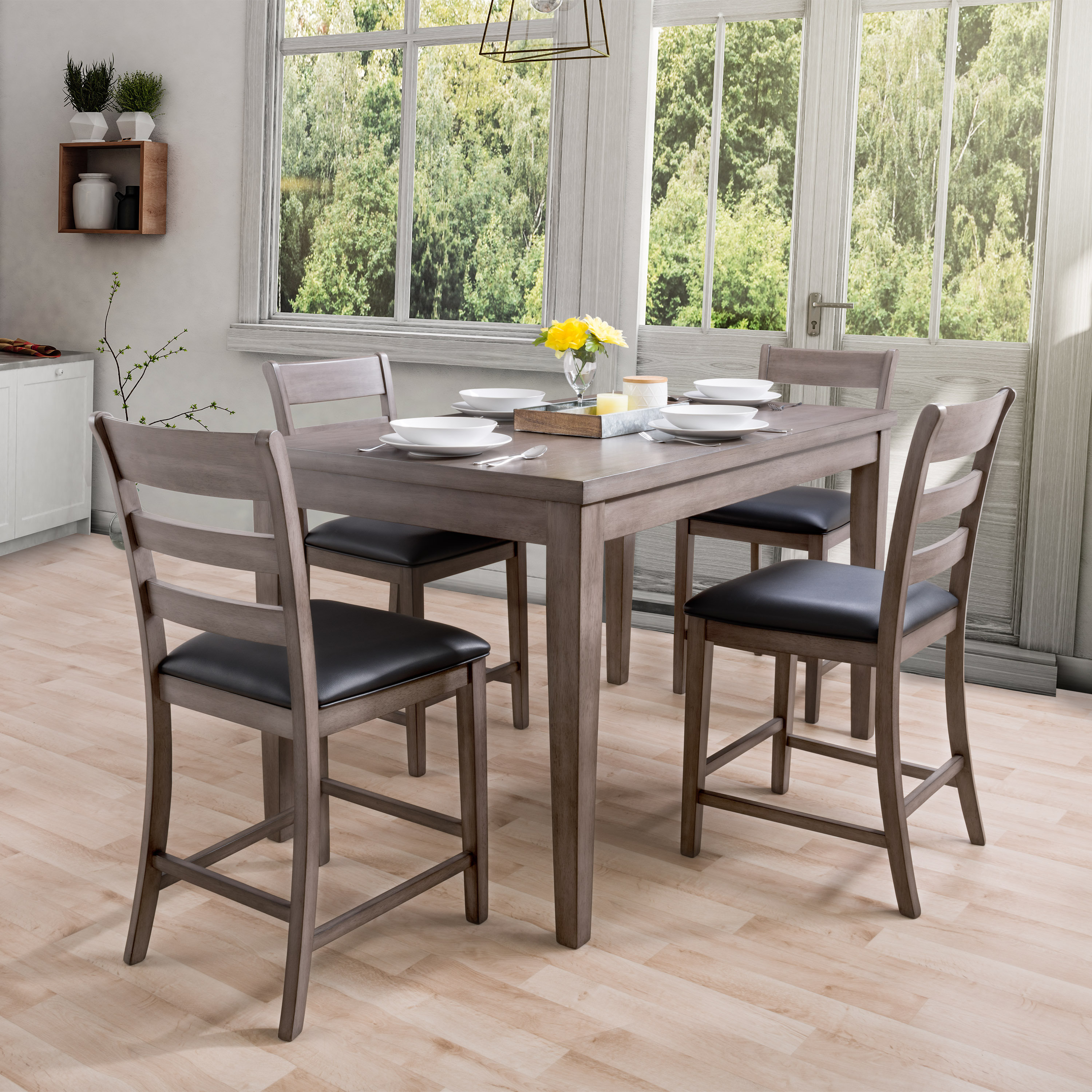 Gracie Oaks Benigni Solid Wood Base Counter Height Dining Set - Wayfair ...