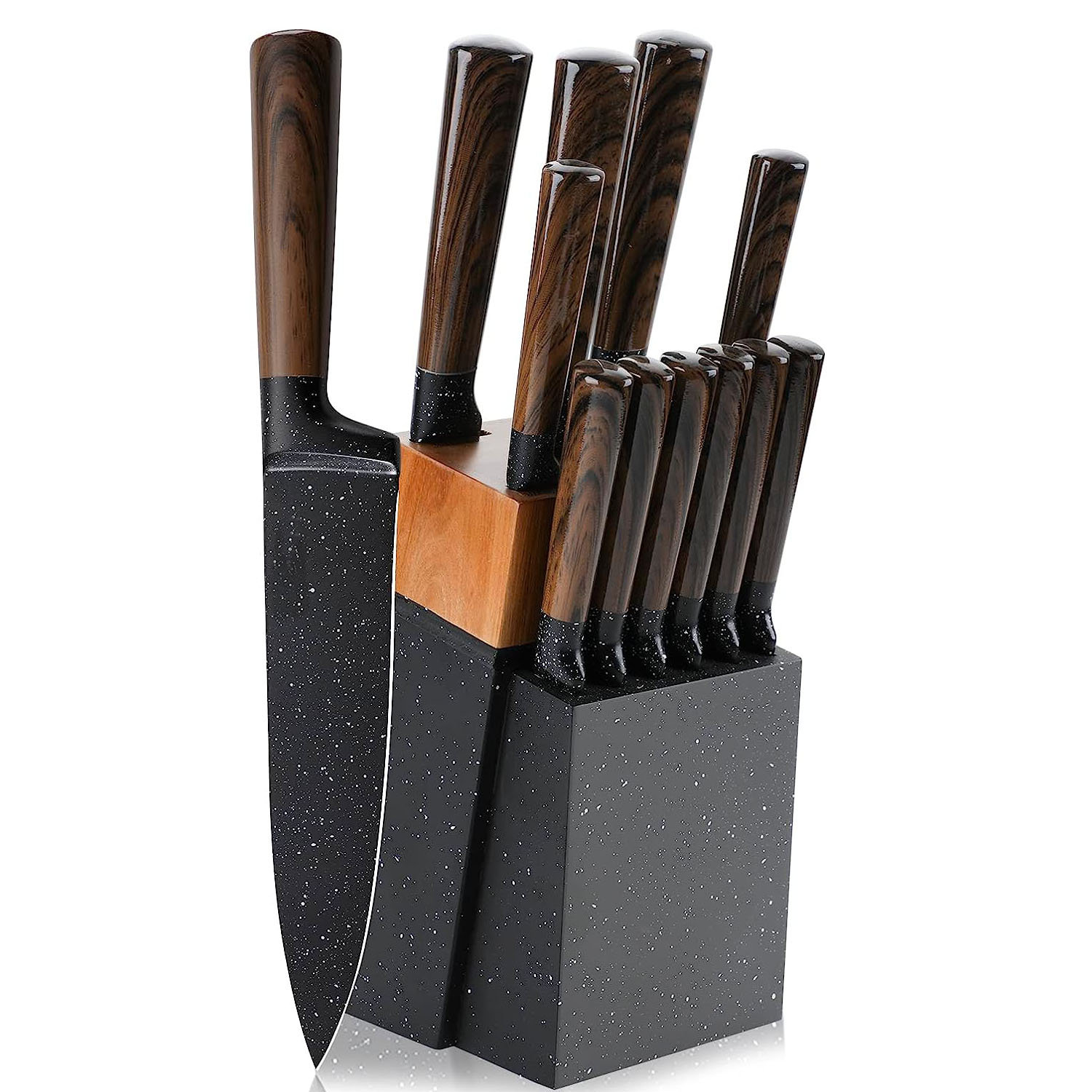 QXXSJ 12pcs Kitchen Knife Set With Wooden Block, Professional Non-stick ...