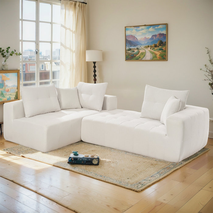 Latitude Run® L-Shaped Sectional Sofa Set -Linen Upholstery,For Living ...