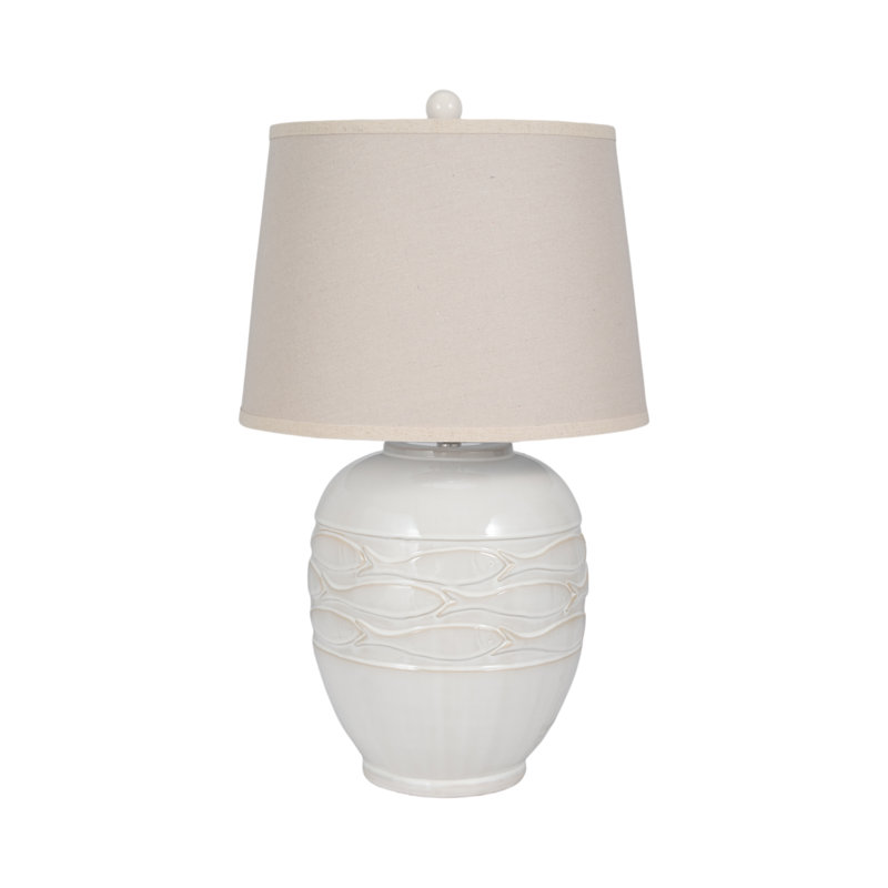 Lark Manor™ White Ceramic 29-Inch School Of Fish Table Lamp For Cozy ...