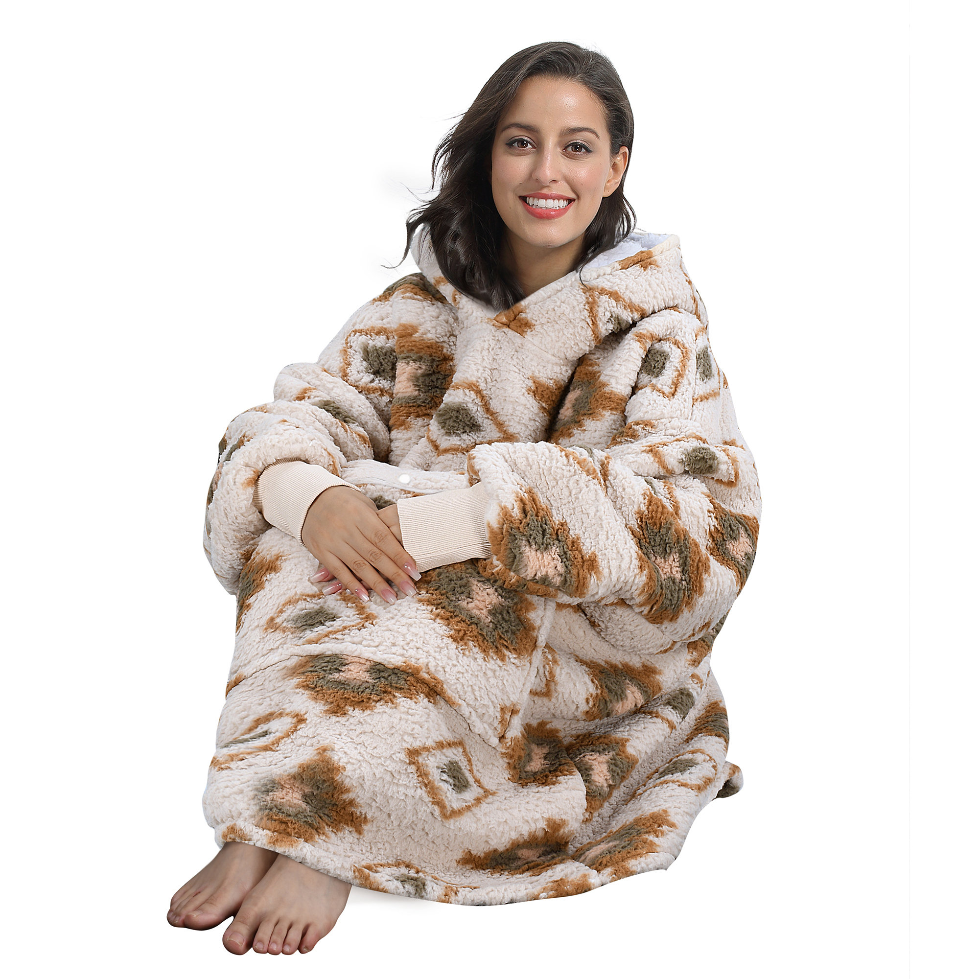 Tirrinia Oversized Blanket Sweatshirt Comfortable Fleece Giant Hoodie ...