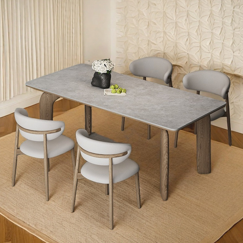 A Bestiary Living White Ash Sintered Stone Table And Chairs Set | Wayfair