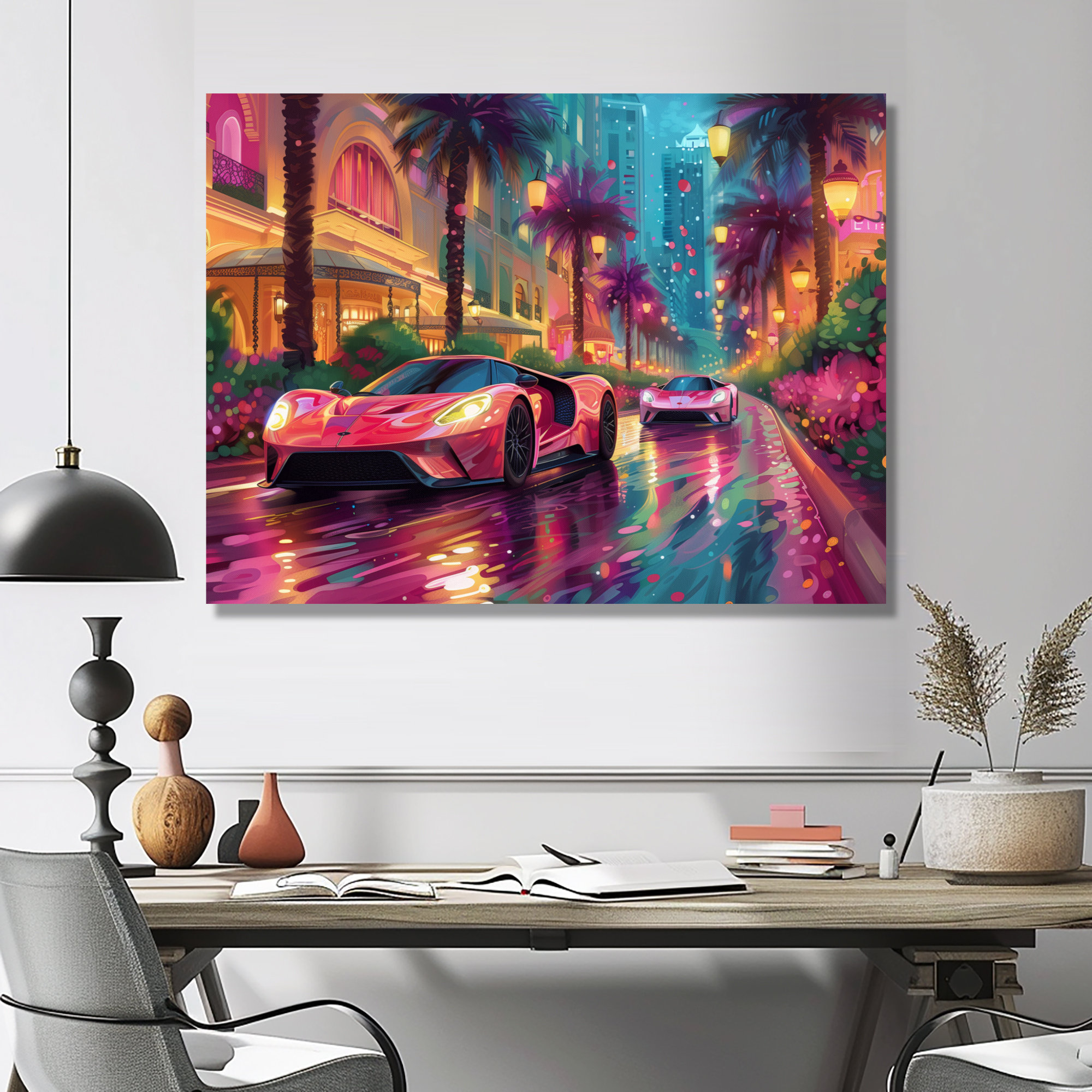 Winston Porter Pink Blue Miami Exotic Cars - Car Exotic Wall Decor ...