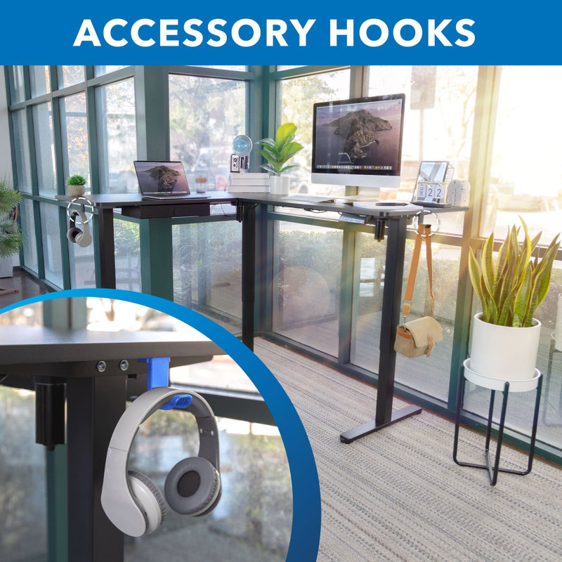 Inbox Zero Large Electric Height Adjustable Corner Standing Desk | Wayfair