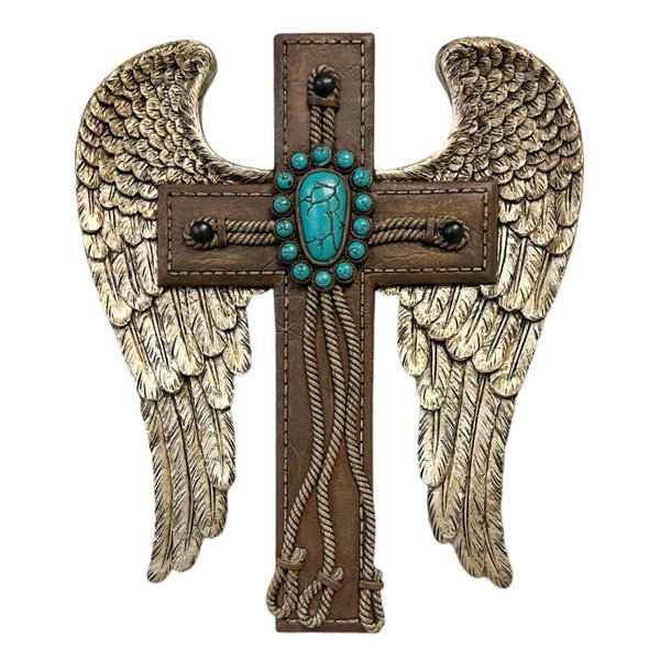 Bungalow Rose Polyresin Turquoise Stone Angel Wings Rustic Southwestern ...