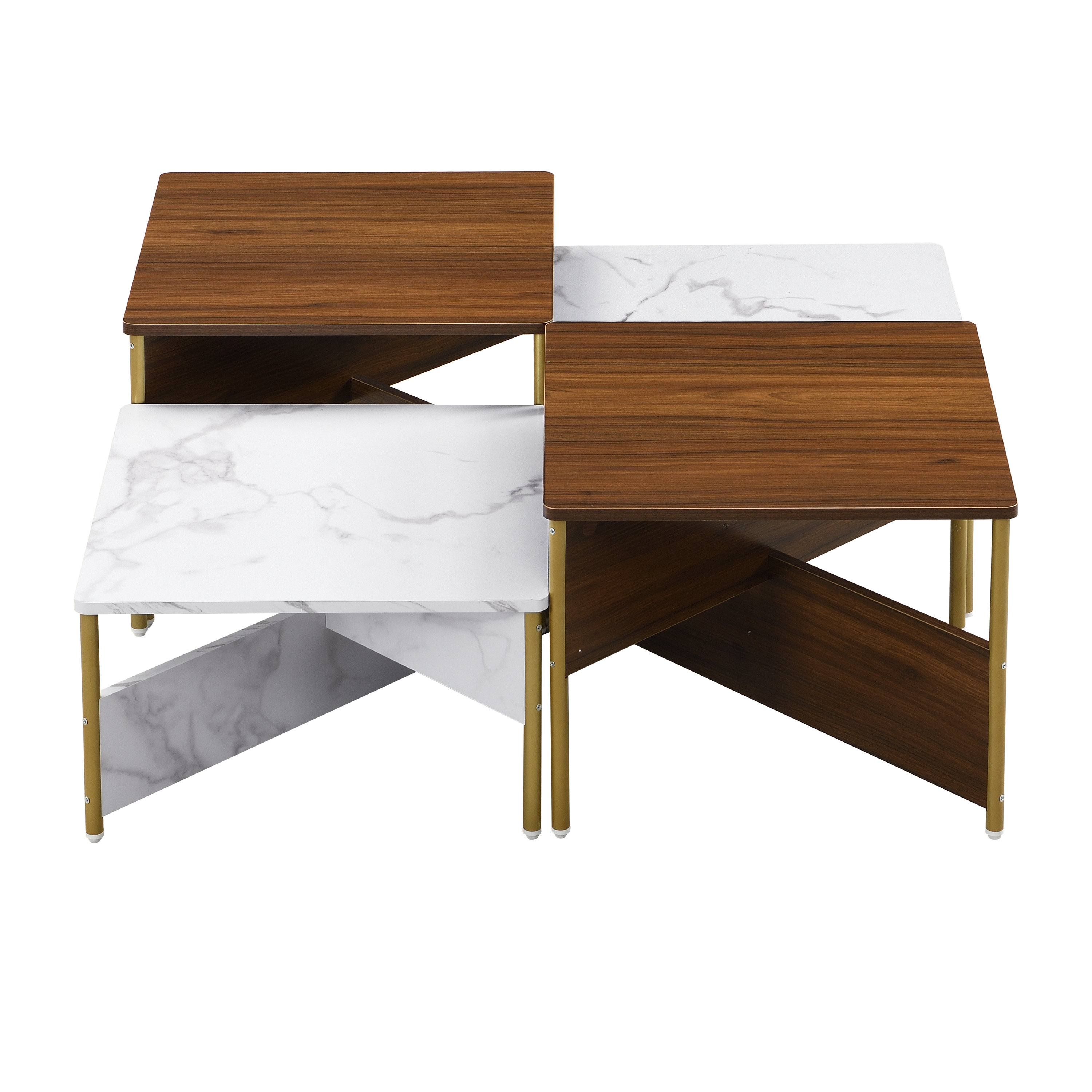 NFusion Aurelo Modern Nesting Coffee Table Set With Marble-Effect Tops ...
