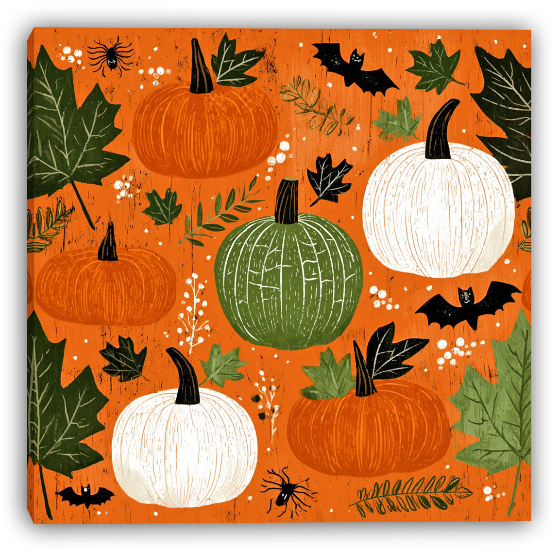 Ophelia & Co. Pumpkin Patch Pattern Wrapped Canvas Wall Art | Wayfair
