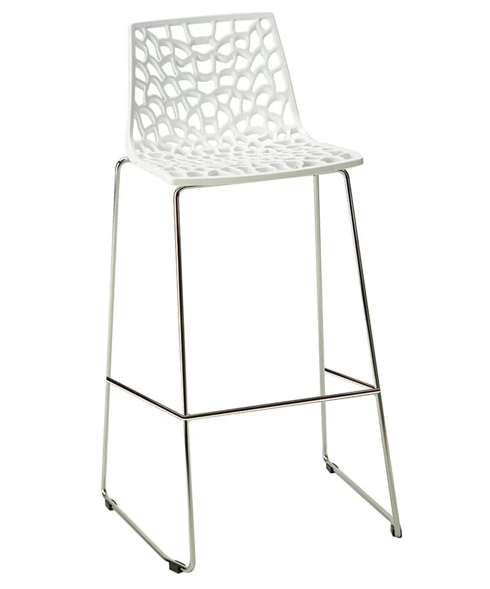 Ivy Bronx Spider Fixed Height Bar Stool - Glossy Pearl | Wayfair