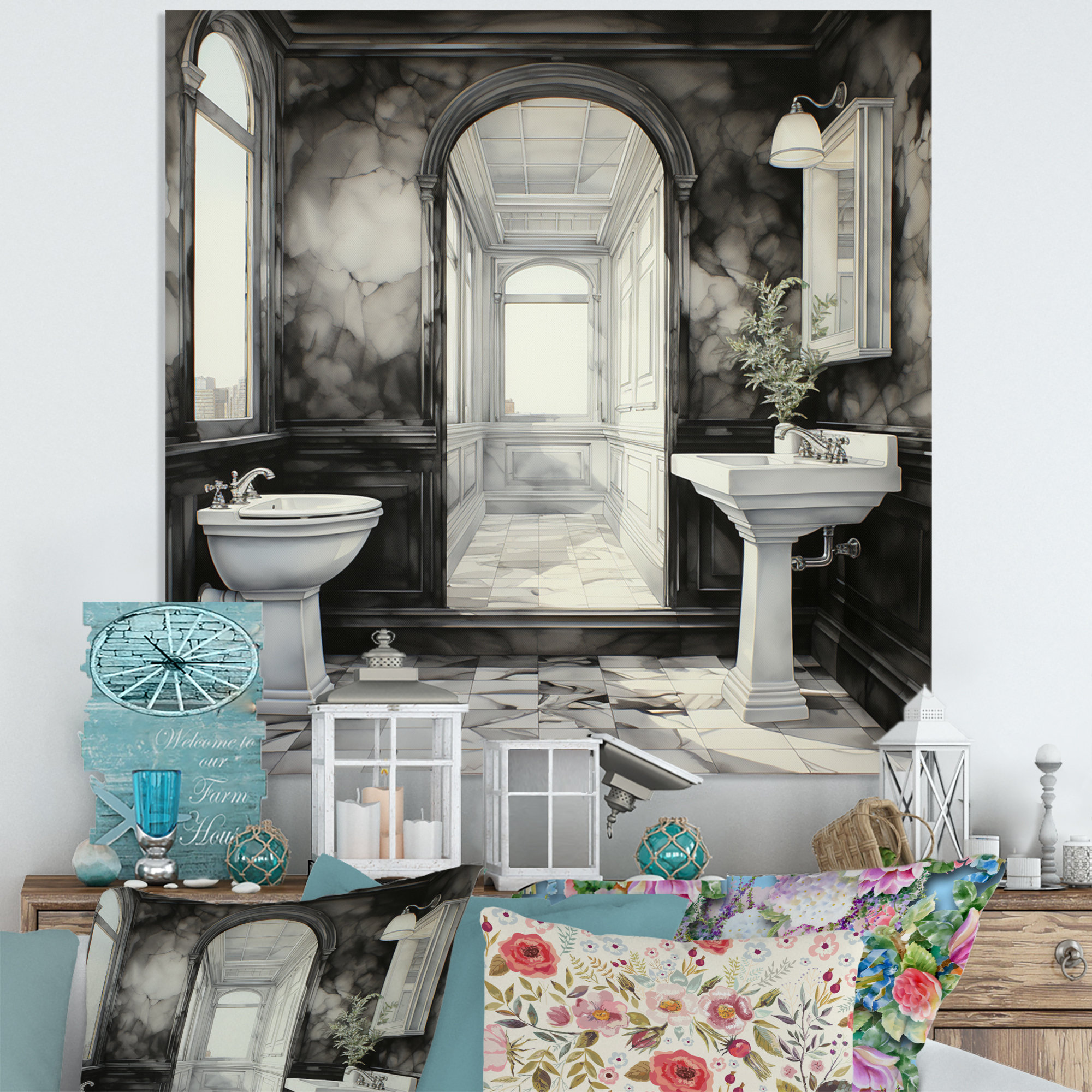 Winston Porter Modern Monochrome Toilet I - Bath & Laundry Metal Wall ...