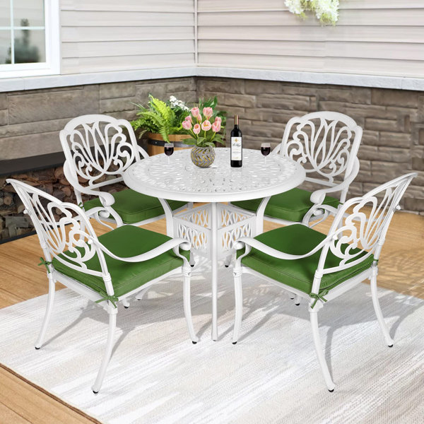 MEETWARM 4 - Person Round Outdoor Dining Set with Cushions | Wayfair