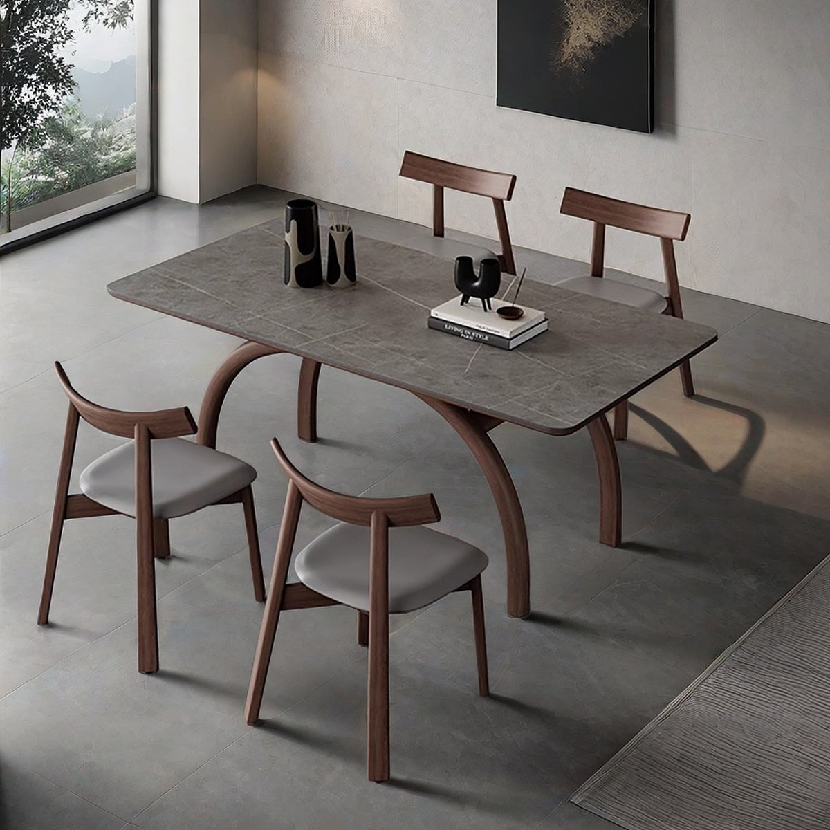 Beicang Home Luxury White Ash & Matte Slate Dining Table | Wayfair