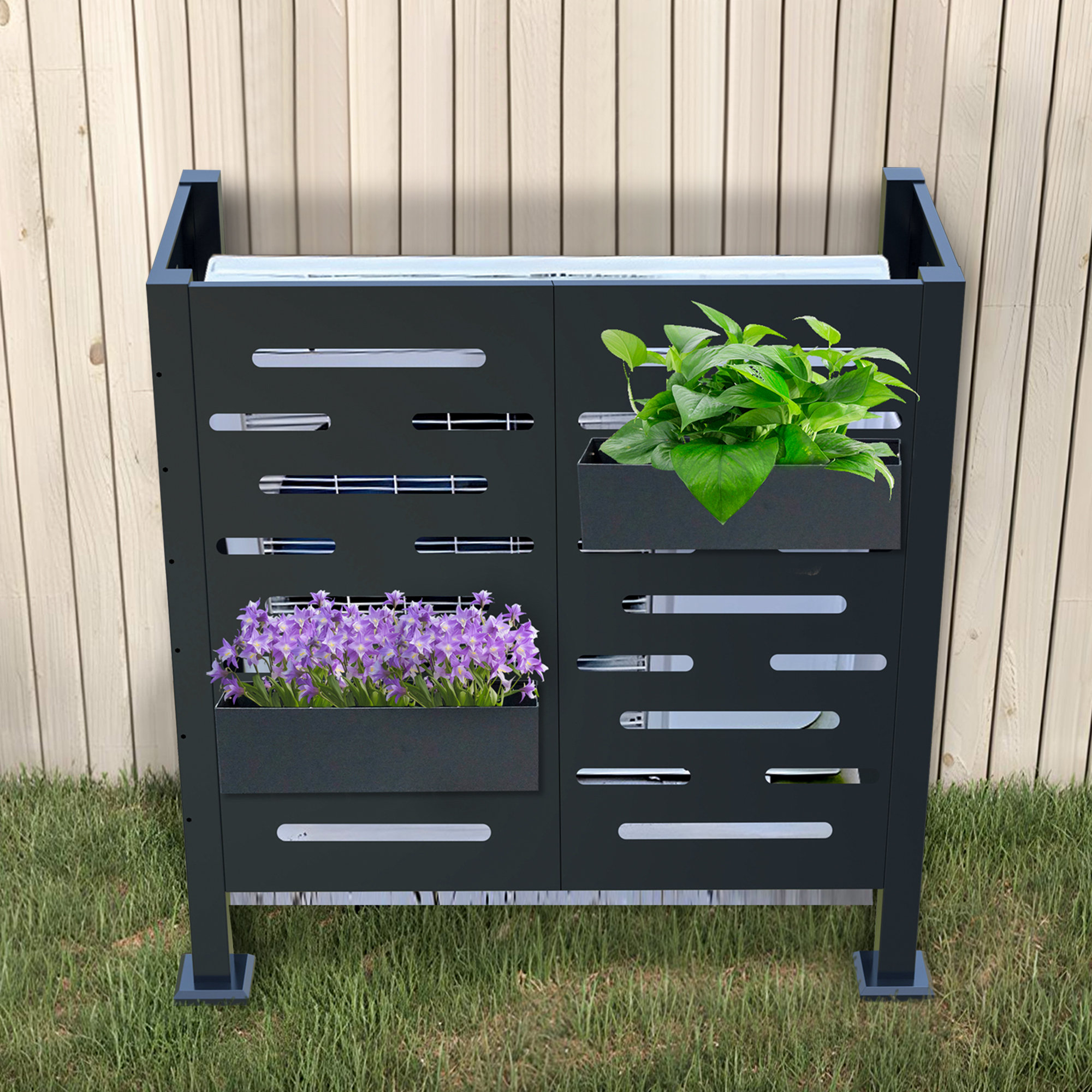 Vandia Outdoor Air Conditioner Fence, Metal Privacy Fence Cover,3 ...
